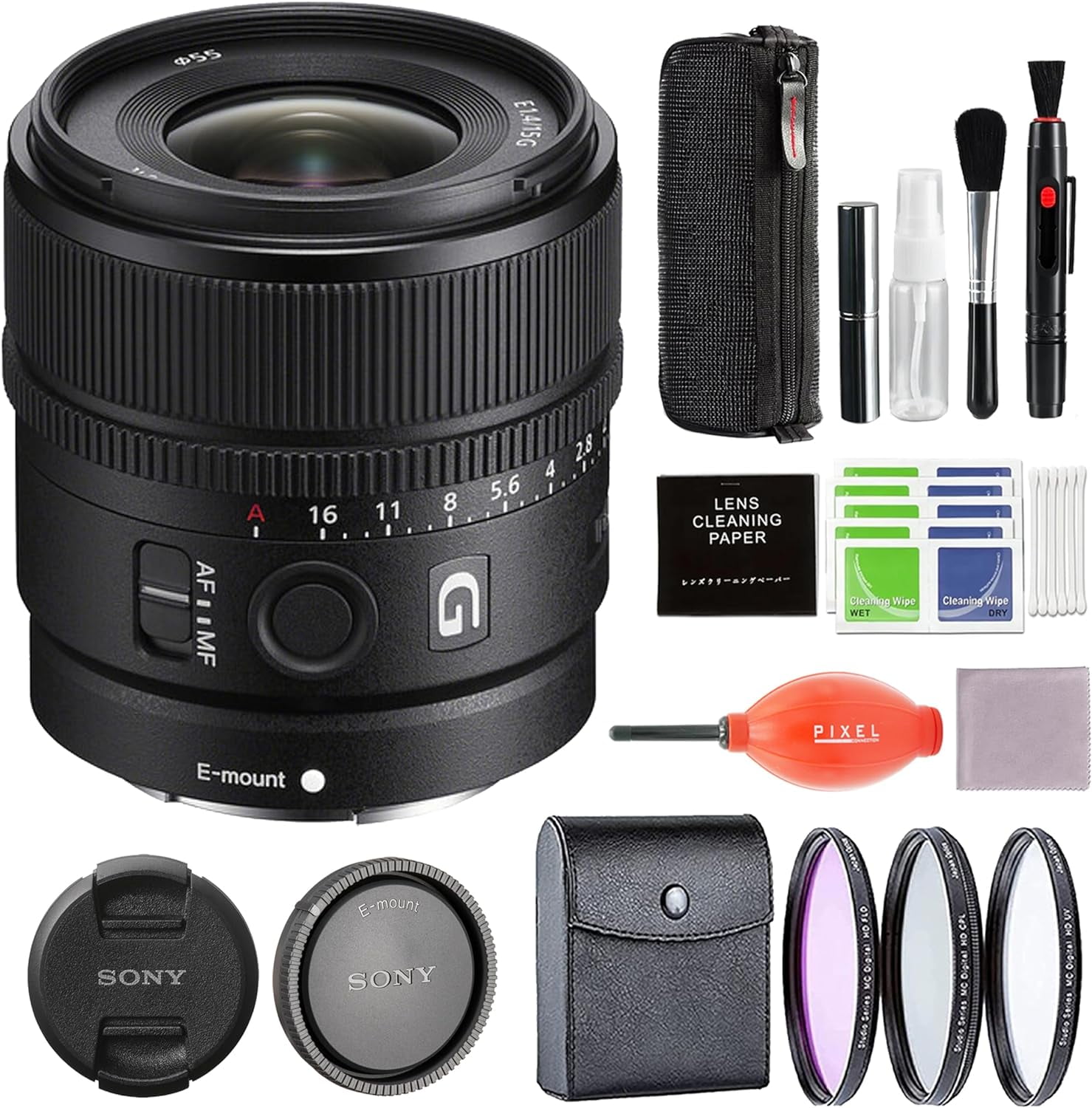 Sony E 15mm f/1.4 G Lens Bundle (SEL15F14G) with 3PC Filter Kit ...