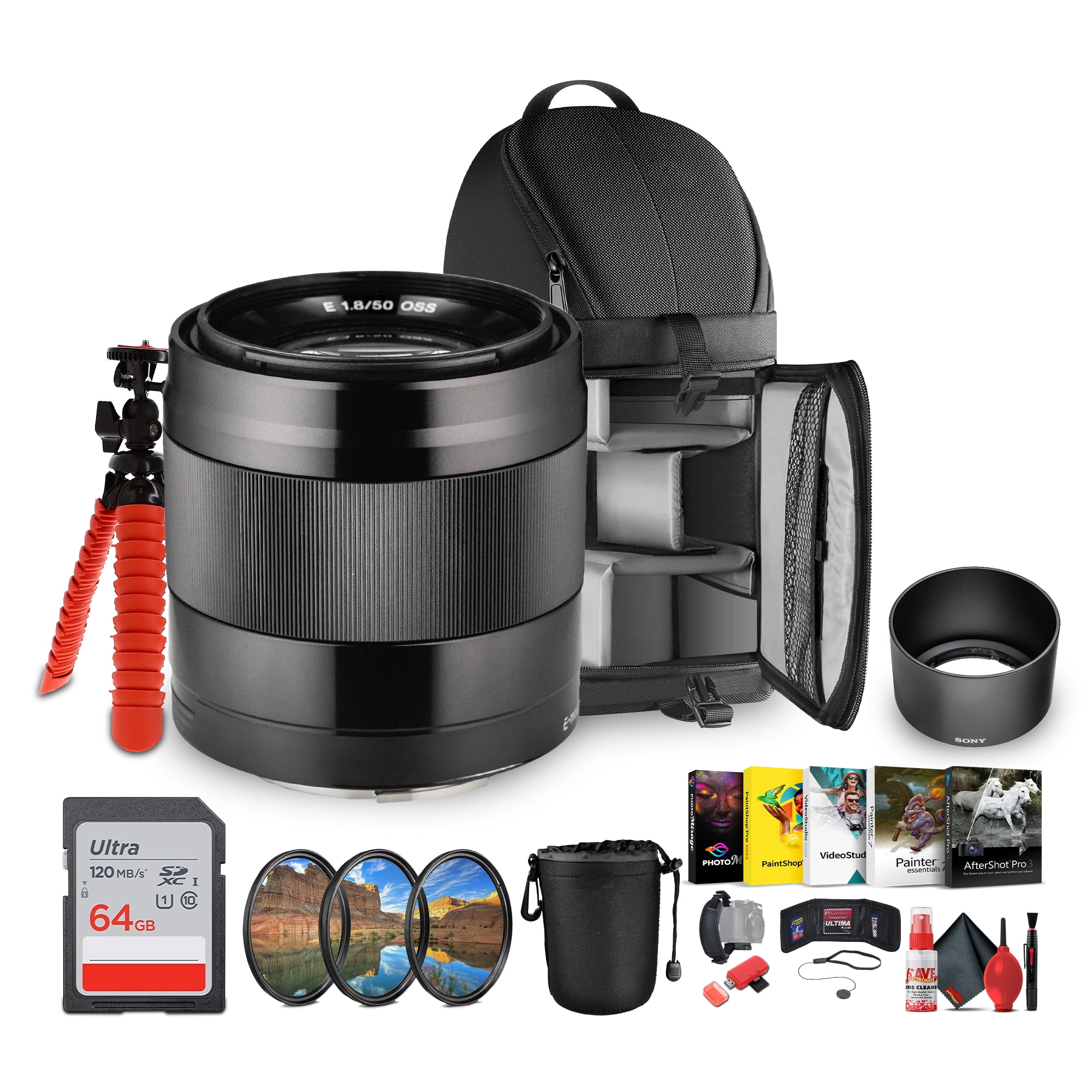 Sony E 50mm f/1.8 OSS Standard Prime Lens – Image Stabilized, Lightweight (SEL50F18/B) + Sling ...
