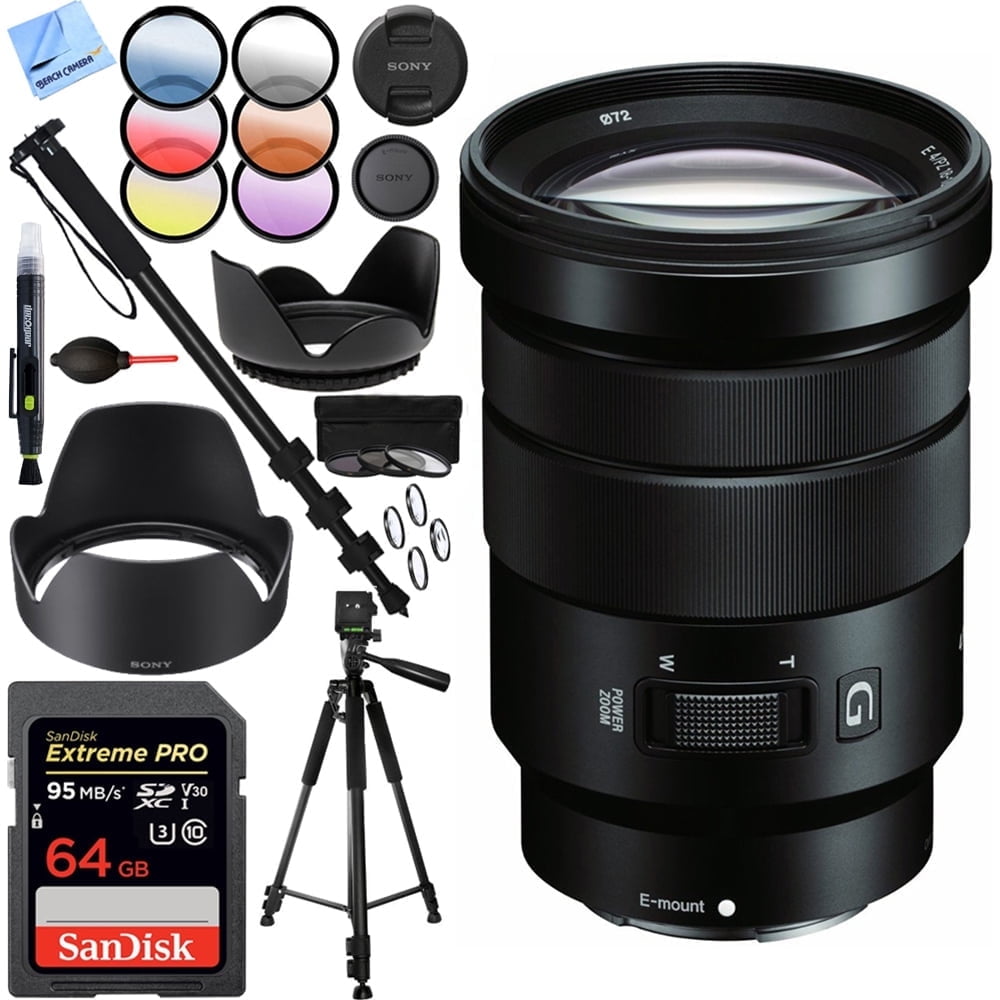 Sony E PZ 18-105mm f/4 G OSS Power Zoom Lens Bundle with 64GB Memory ...
