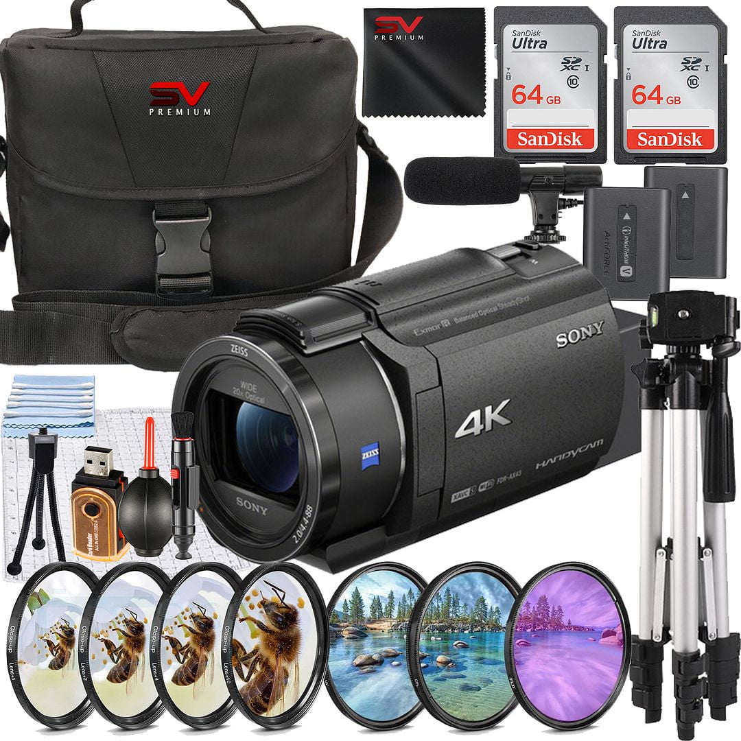 Sony FDR-AX43 UHD 4K Handycam Lightweight Compact Camcorder with 2 Pack ...