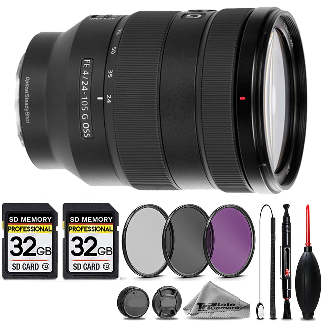 Sony FE 24-105mm f/4 G OSS Lens+ 3PC FILTER + 64GB STORAGE BUNDLE KIT ...