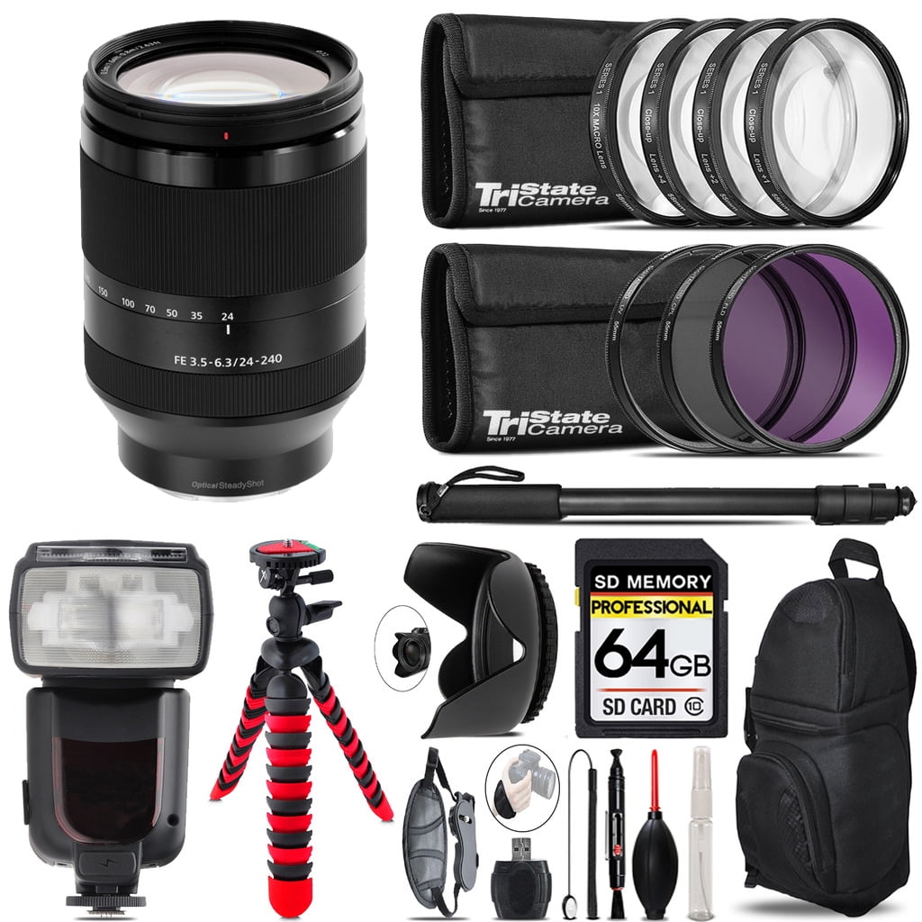 Sony FE 24-240mm f/3.5-6.3 OSS Lens + 7 Piece Filter & More - 64GB ...