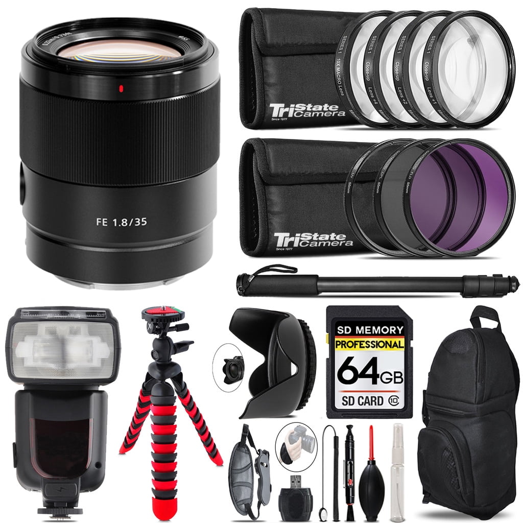 Sony FE 35mm f/1.8 Lens + 7 Piece Filter & More - 64GB Accessory Kit ...