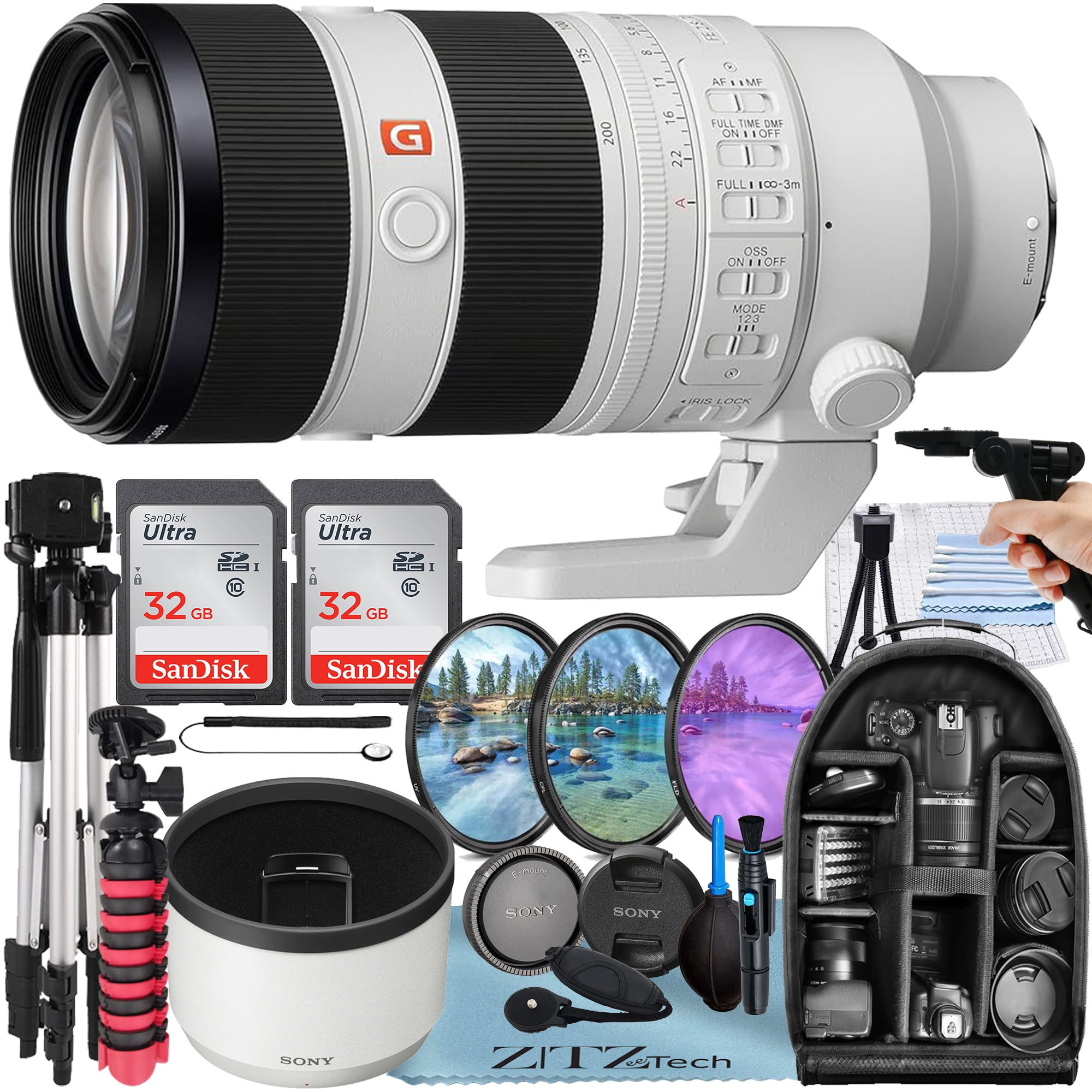 Sony FE 70-200mm f/2.8 GM OSS II Lens with 2 Pack SanDisk 32GB Memory ...