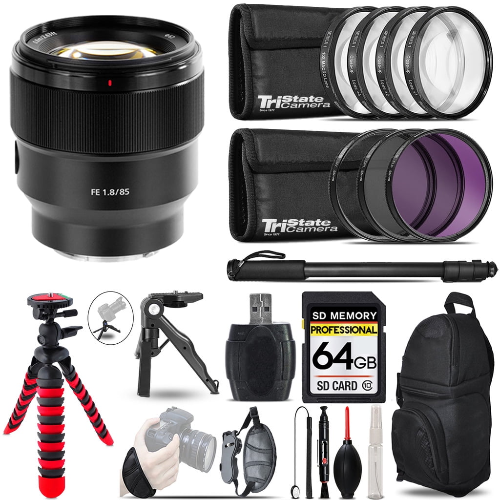 Sony FE 85mm f/1.8 Lens + MACRO, UV-CPL-FLD Filter + Monopad - 64GB ...