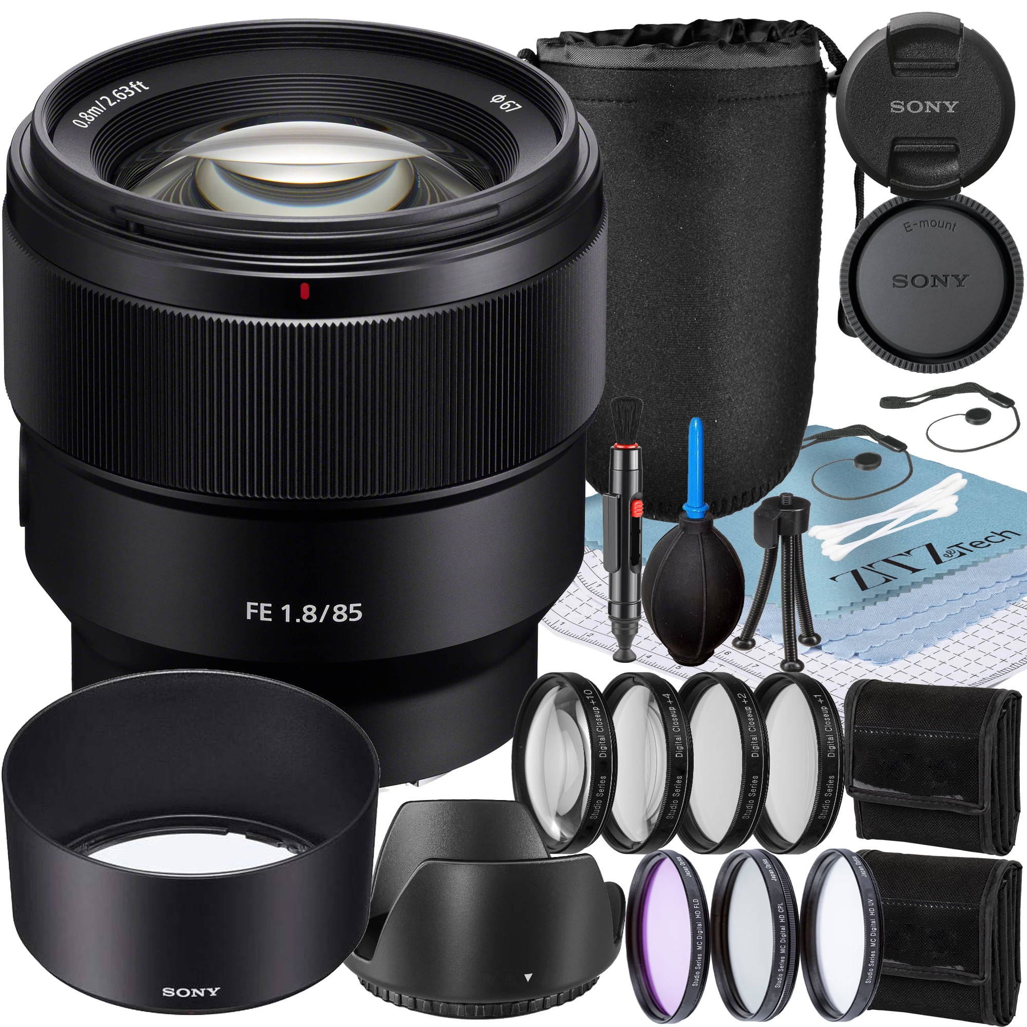 Sony FE 85mm f/1.8 Lens with 3 Pieces Filter Kit + ZeeTech Accesory ...