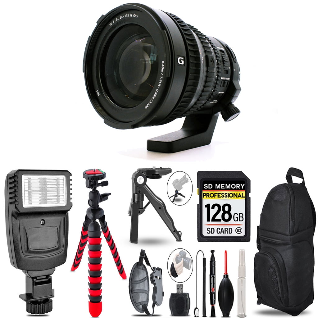 Sony FE PZ 28-135mm f/4 G OSS Lens + Slave Flash + Tripod - 128GB ...