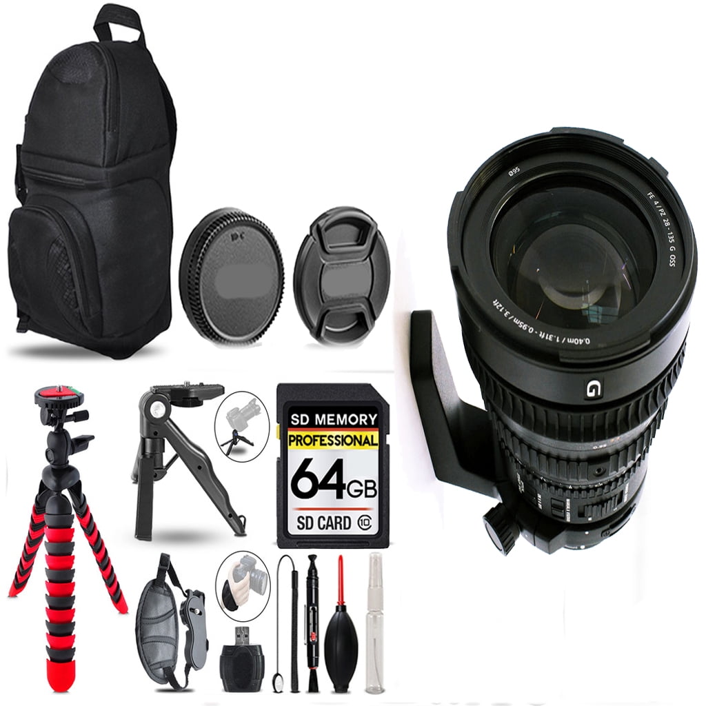 Sony FE PZ 28-135mm f/4 G OSS Lens -+ Tripod + Backpack - 64GB ...