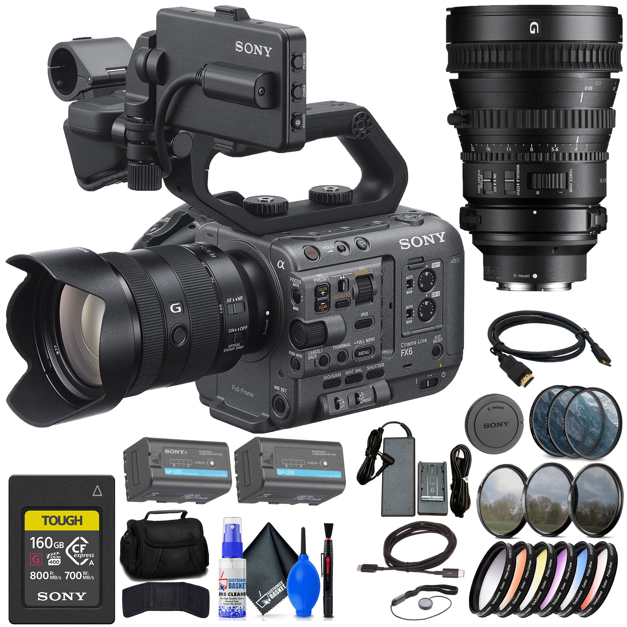 Sony FX6 Digital Cinema Camera Kit with 24-105mm Lens + Sony FE PZ Lens ...