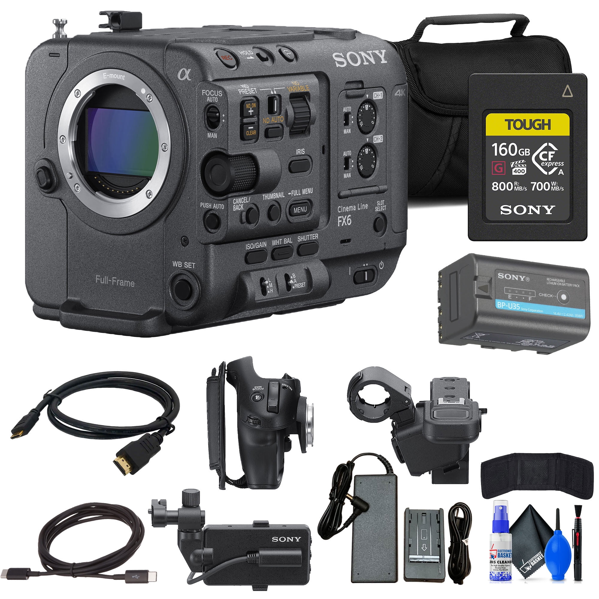 Sony FX6 Full-Frame Cinema Camera + 160GB Memory Card + Bag + More - Walmart.com