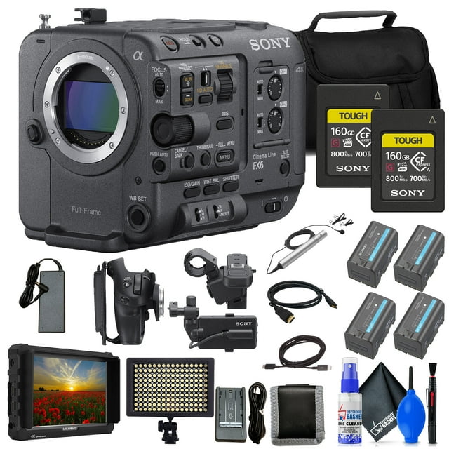 Sony FX6 Full-Frame Cinema Camera + 4K Monitor + ECM-77B Mic + 2 x 160G Cards + More - Walmart.com