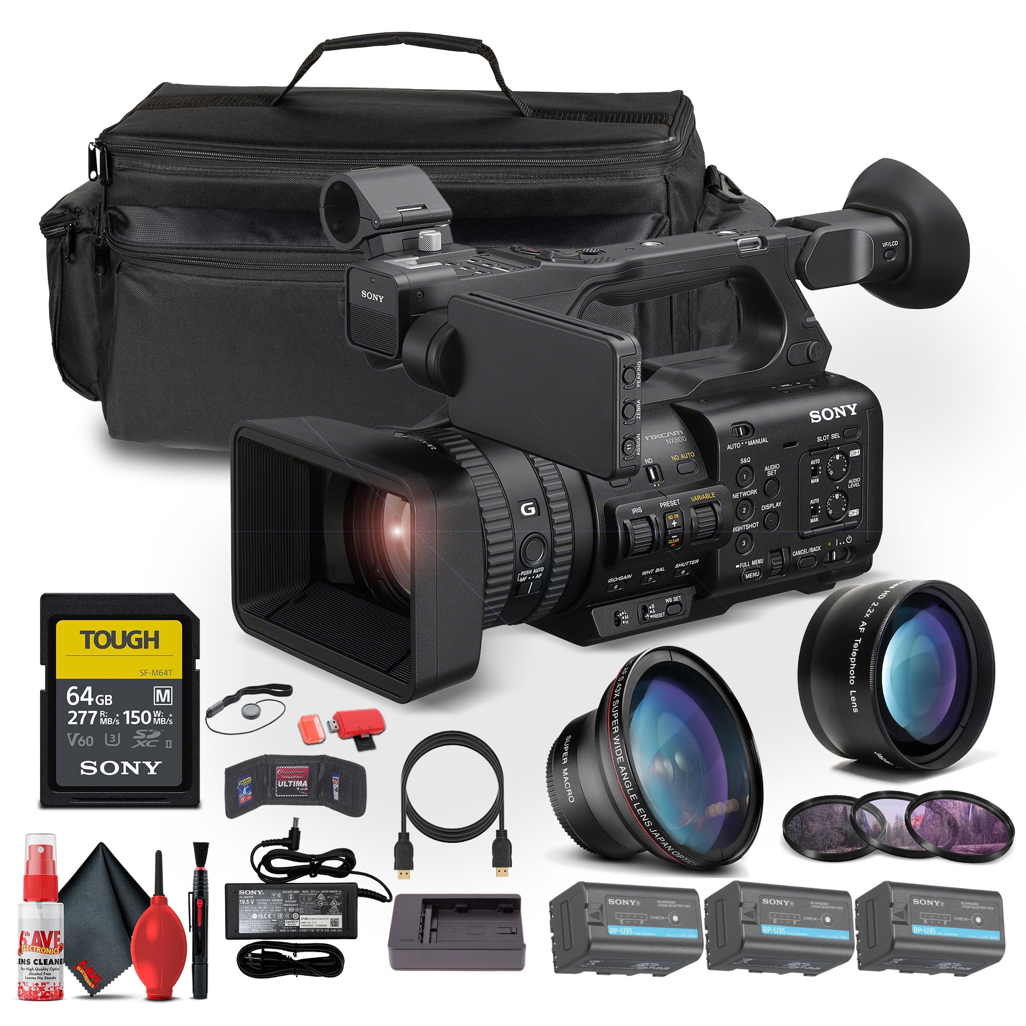Sony HXR-NX800 4K HDR 1" Sensor NXCAM Camcorder (HXR-NX800) + 2 x BP ...