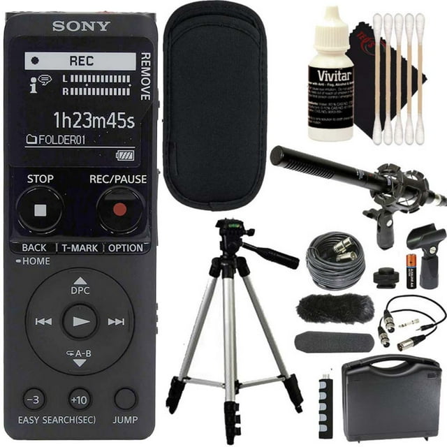Sony ICD-UX570 Digital Voice Recorder (Black) + VidPro 1"Pr Shotgun ...