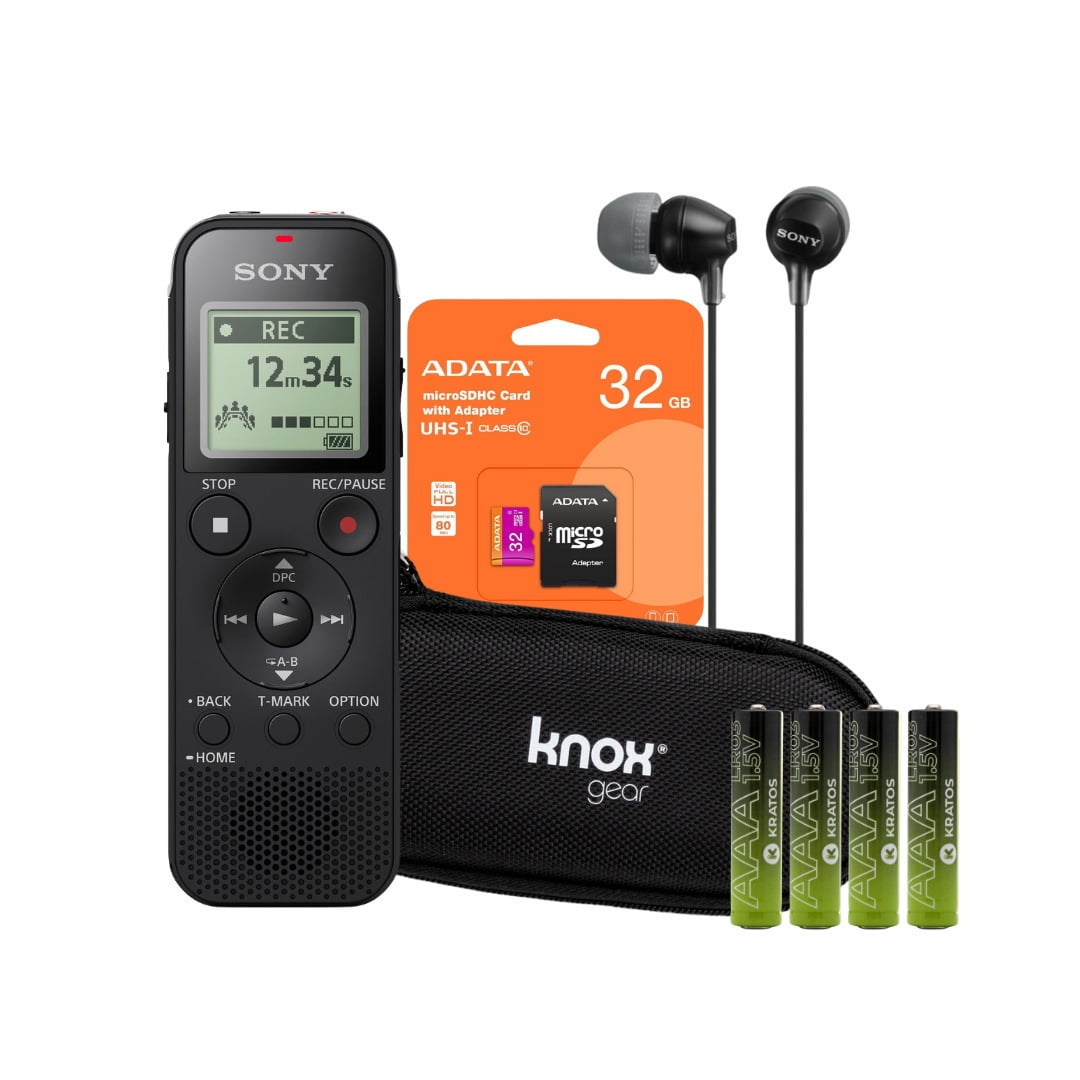 Sony ICDPX470 Digital Voice Recorder with Built-In USB Bundle with Earbud Headphone, Hardshell ...