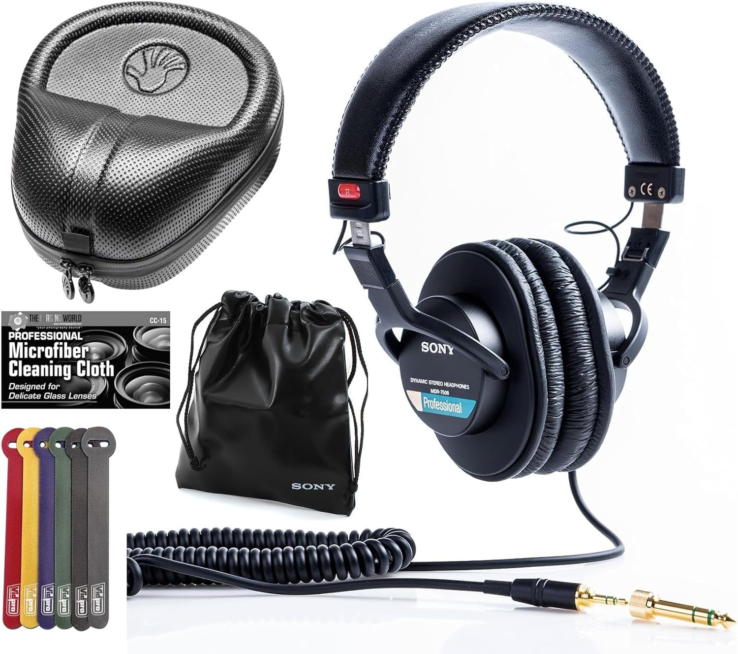 Sony MDR-7506 Professional Headphones with Slappa Hard Case, Cable Ties ...