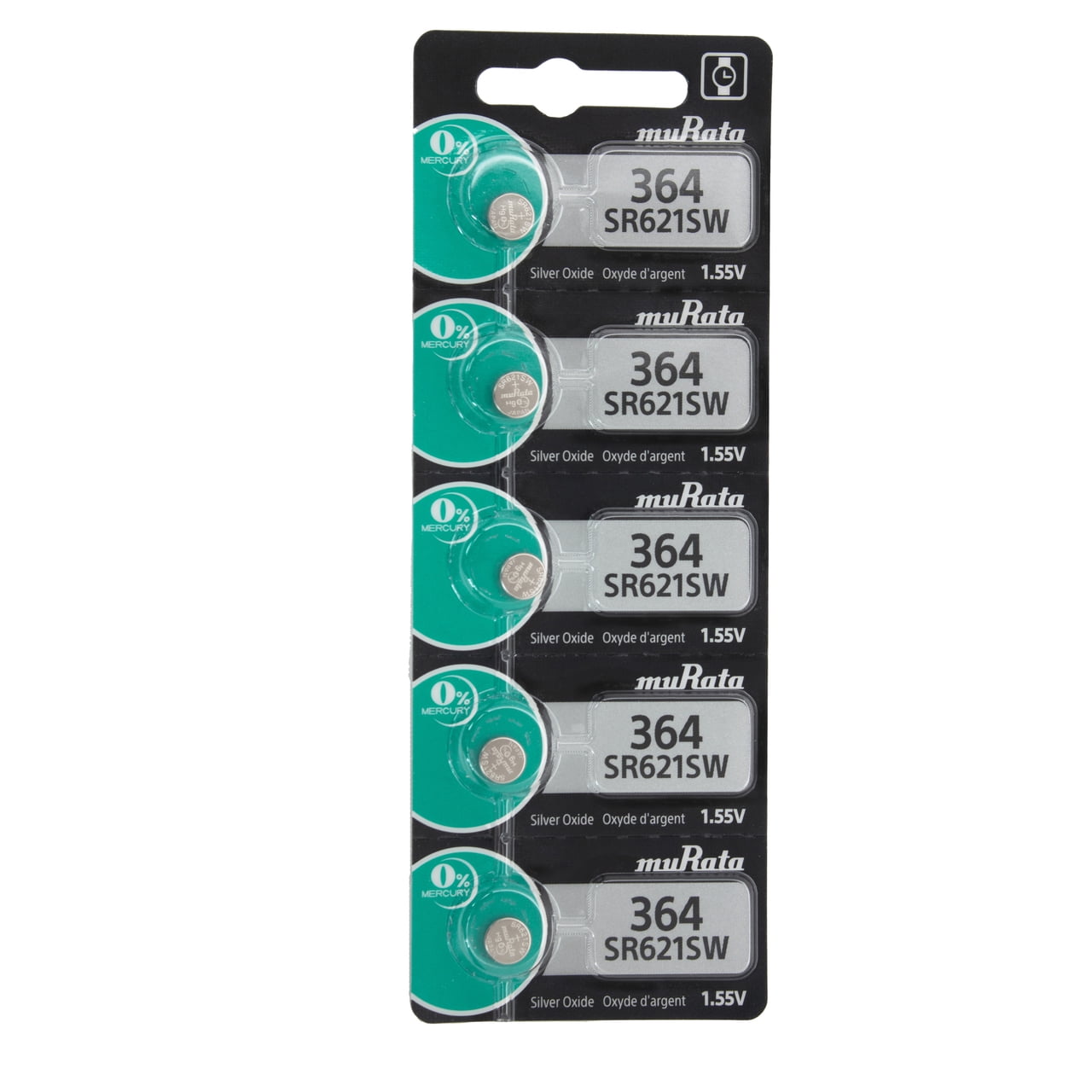 Sony Murata 364 - SR621SW Silver Oxide Button Cell Battery 1.55V - 5 ...