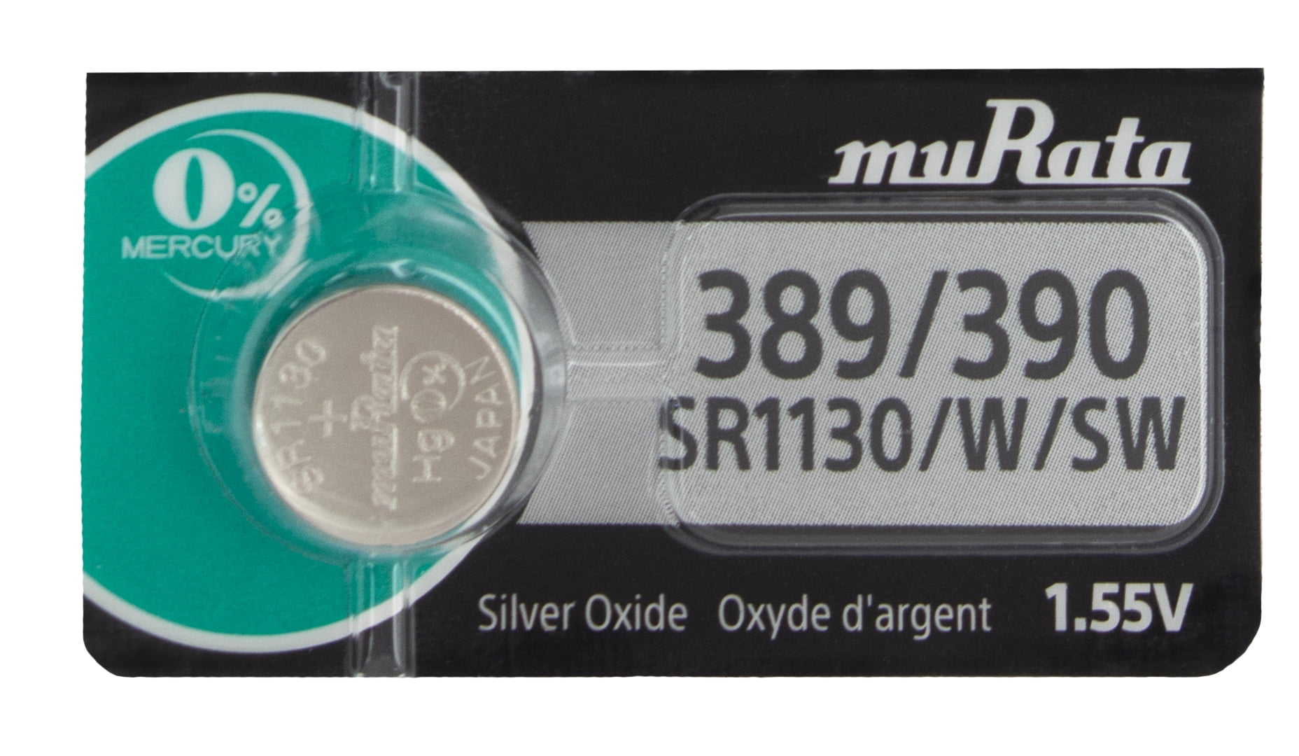 Sony Murata 389/390 - SR1130 Silver Oxide Button Cell Battery 1.55V - 2 ...