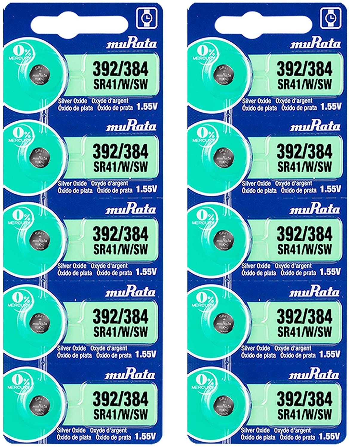 Sony Murata 392/384 SR41/W/SW Battery 1.55V Silver Oxide Watch Button ...