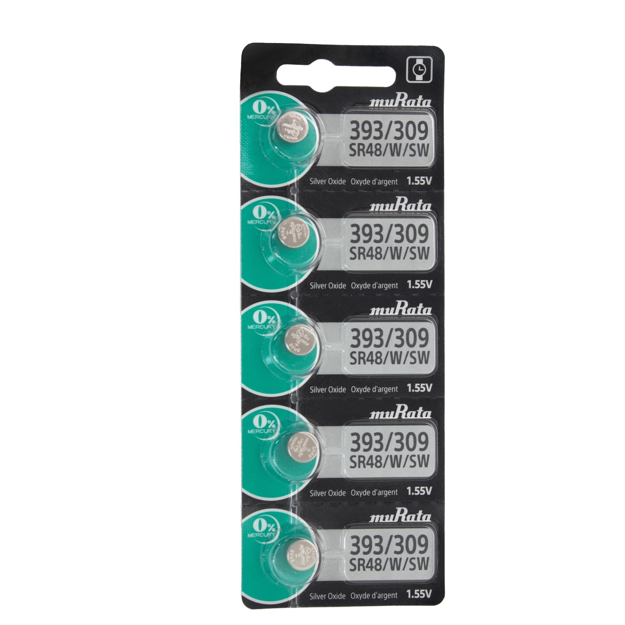 Sony Murata 393/309 - SR48 Silver Oxide Button Cell Battery 1.55V - 5 ...