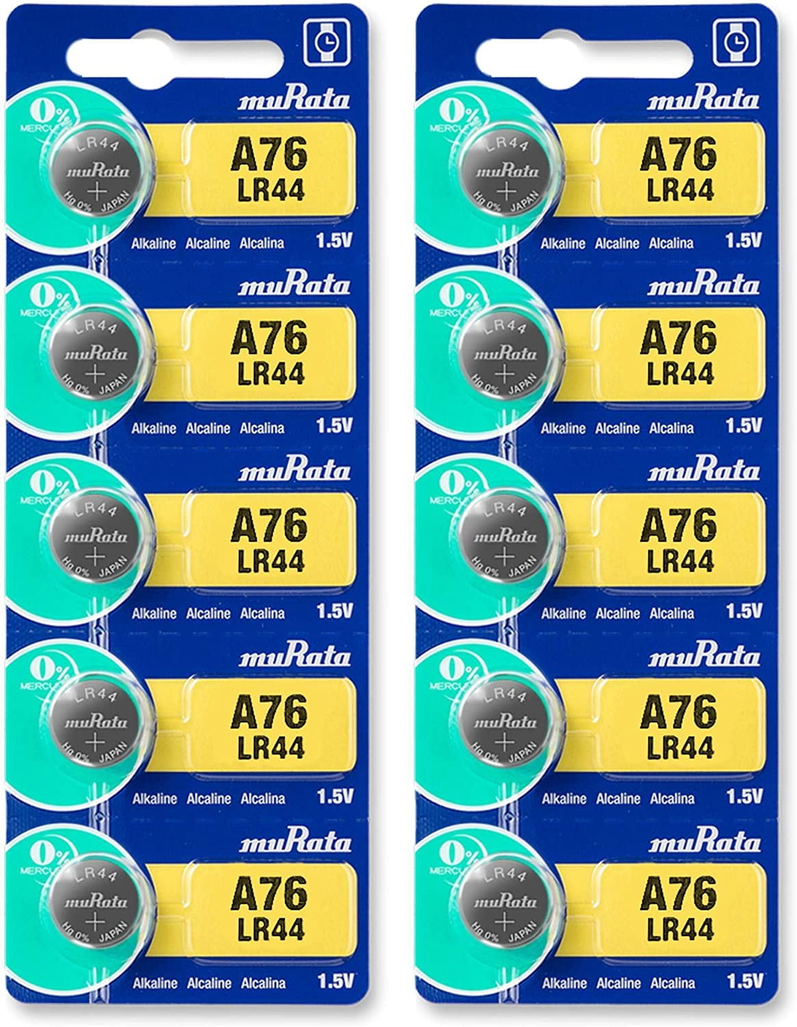 Sony Murata LR44 Battery 1.55V Alkaline Button Cell - Replaces Sony ...