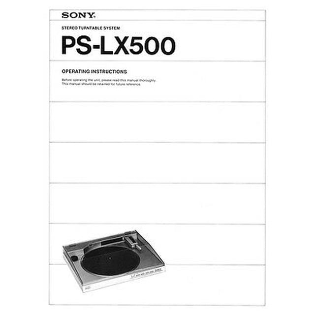 Instruction Manual ONLY for Sony PS-LX500 Turntable Owners Manual ...