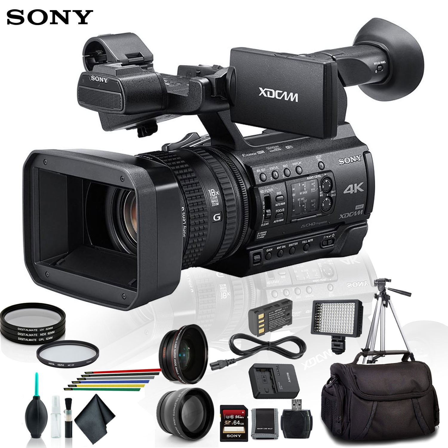Sony PXW-Z150 4K XDCAM Camcorder (PXW-Z150) with Extra Battery, UV ...
