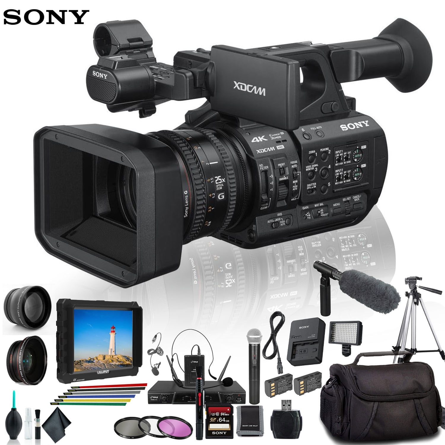 Sony PXW-Z190V 4K XDCAM Camcorder (PXW-Z190V) with Tripod, Padded Case ...
