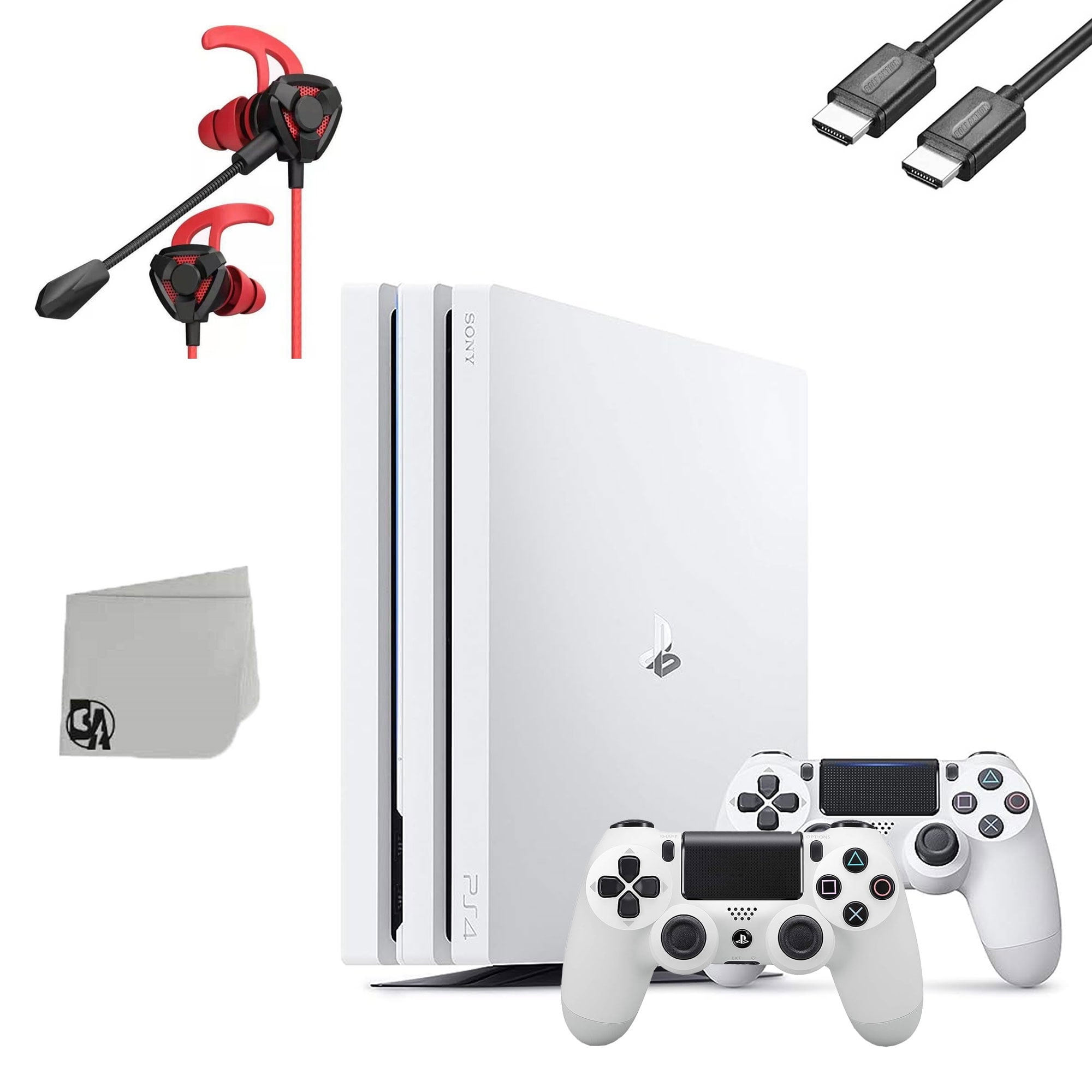 Sony PlayStation 4 Pro 1TB White Gaming Console With 2 Controller + G9 ...