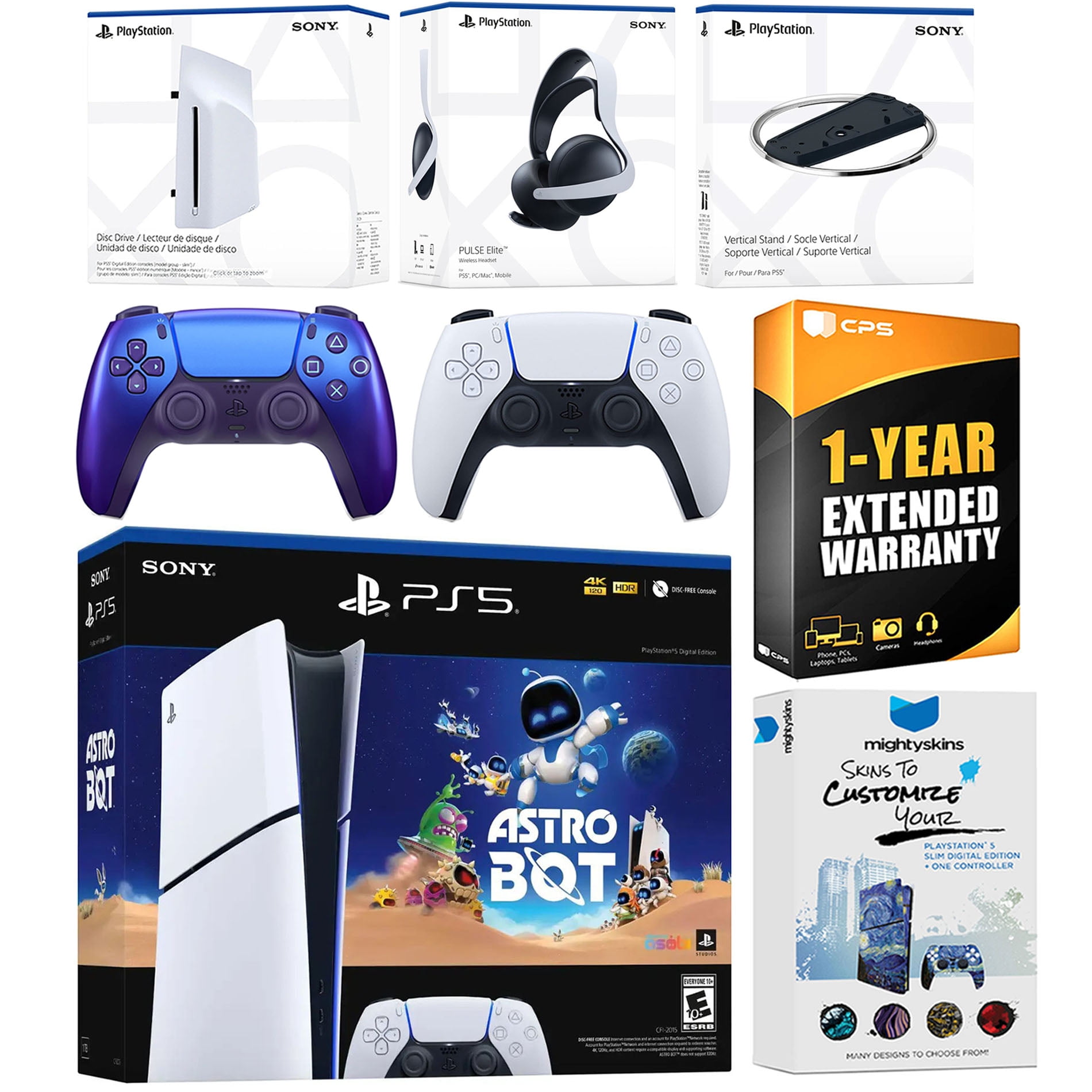 Sony PlayStation 5 Astro Bot Slim Digital Bundle with Disc Drive, Pulse ...