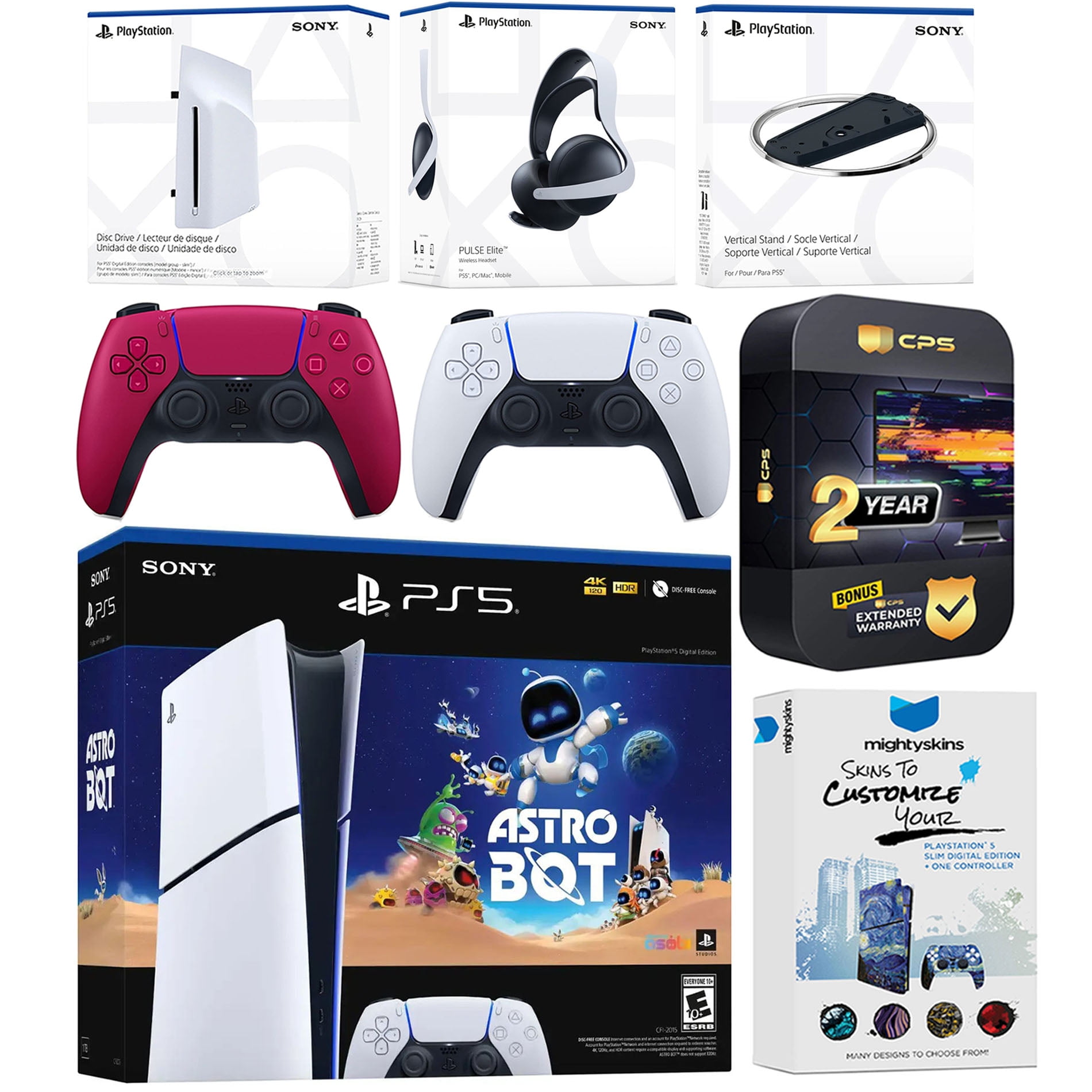 Sony PlayStation 5 Astro Bot Slim Digital Bundle with Disc Drive, Pulse ...