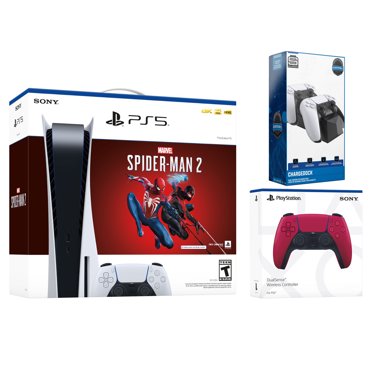Sony PlayStation 5 Digital Slim Bundle with Marvel's Spider-Man 2, Extra White Controller ...