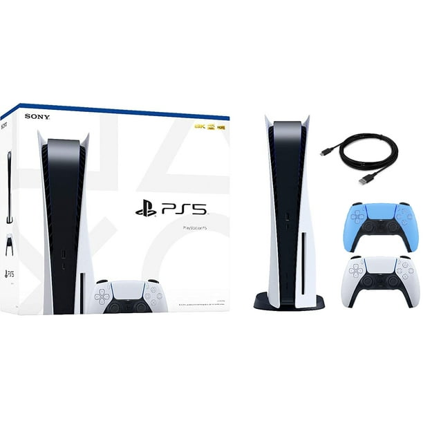 Sony PlayStation 5 Disk Edition with PS5 Starlight Blue DualSense ...