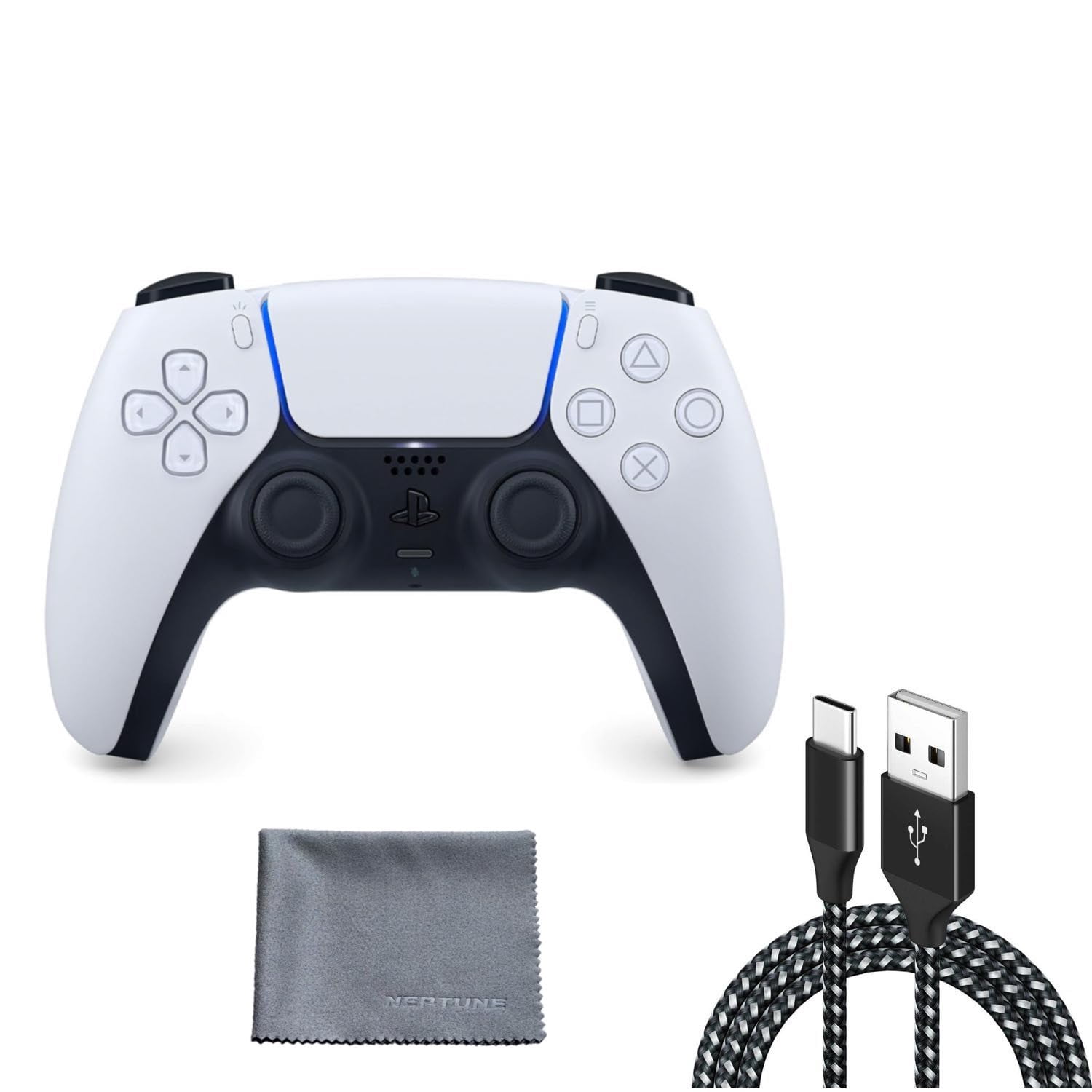 Sony PlayStation 5 DualSense Wireless Controller White with 10ft USB-C ...