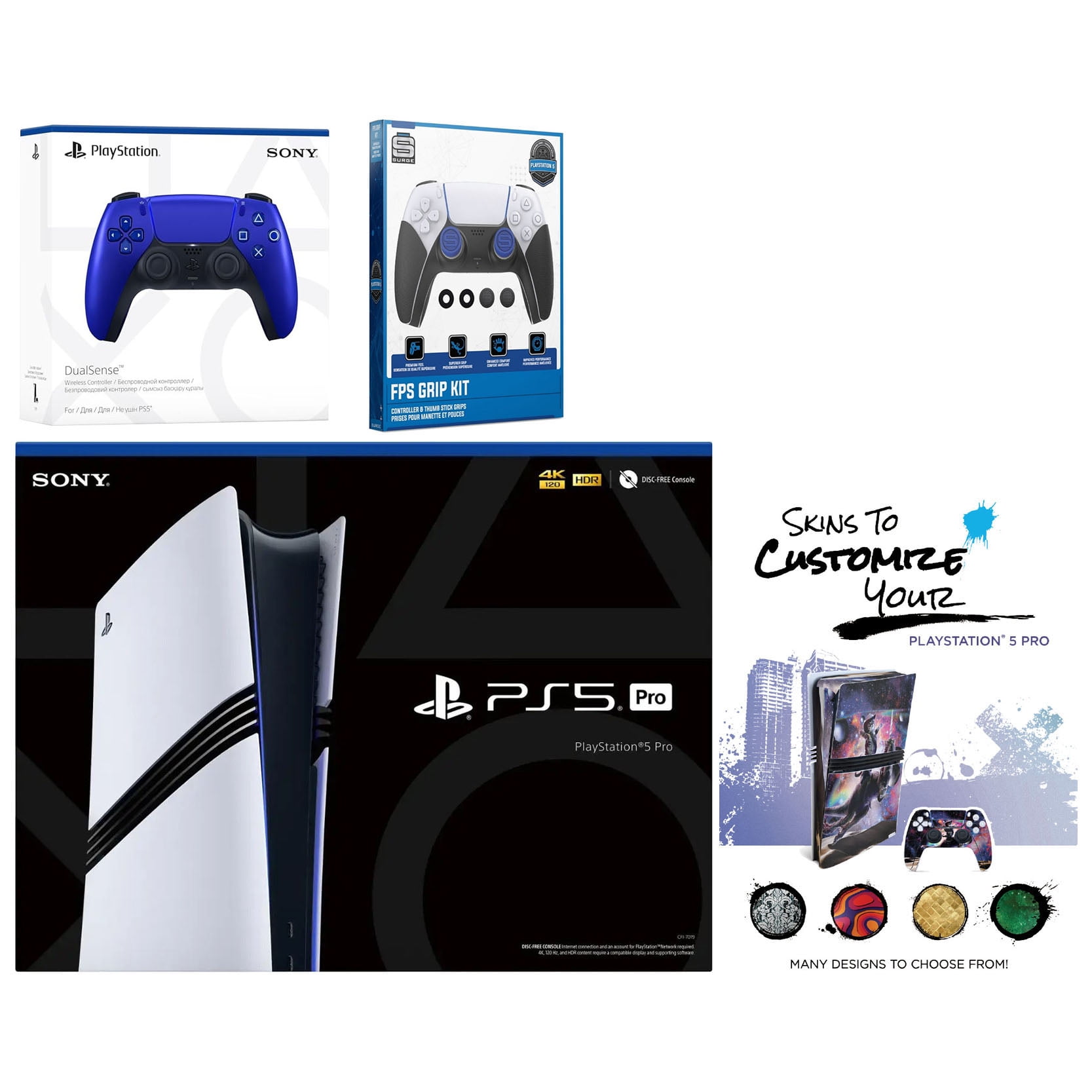 Sony PlayStation 5 Pro with Extra Cobalt Blue Controller, FPS Grip Kit ...