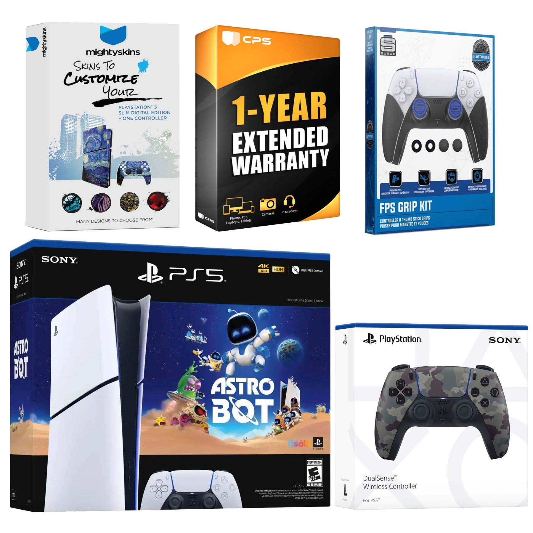 Sony PlayStation 5 Slim Digital Astro Bot Bundle with Extra Gray Camo ...