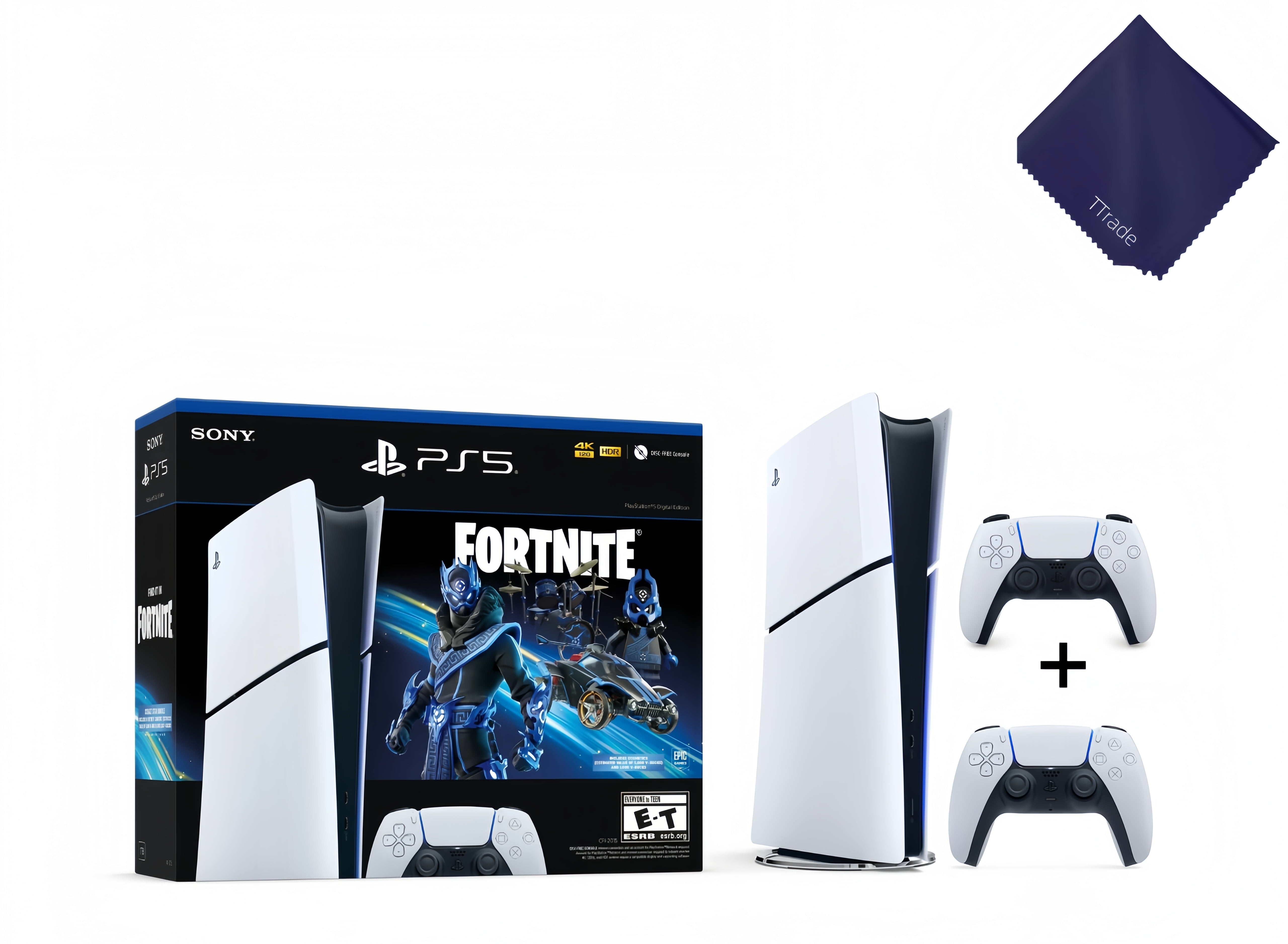Sony PlayStation_5 Slim Digital Edition – Fortnite Cobalt Star Bundle with Extra Wireless ...