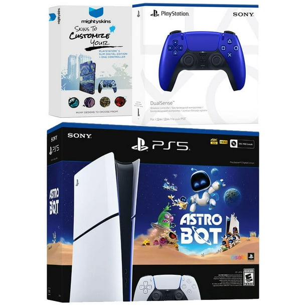 Sony PlayStation 5 Slim Digital PS5 Astro Bot Bundle with Extra Cobalt Blue Controller and ...