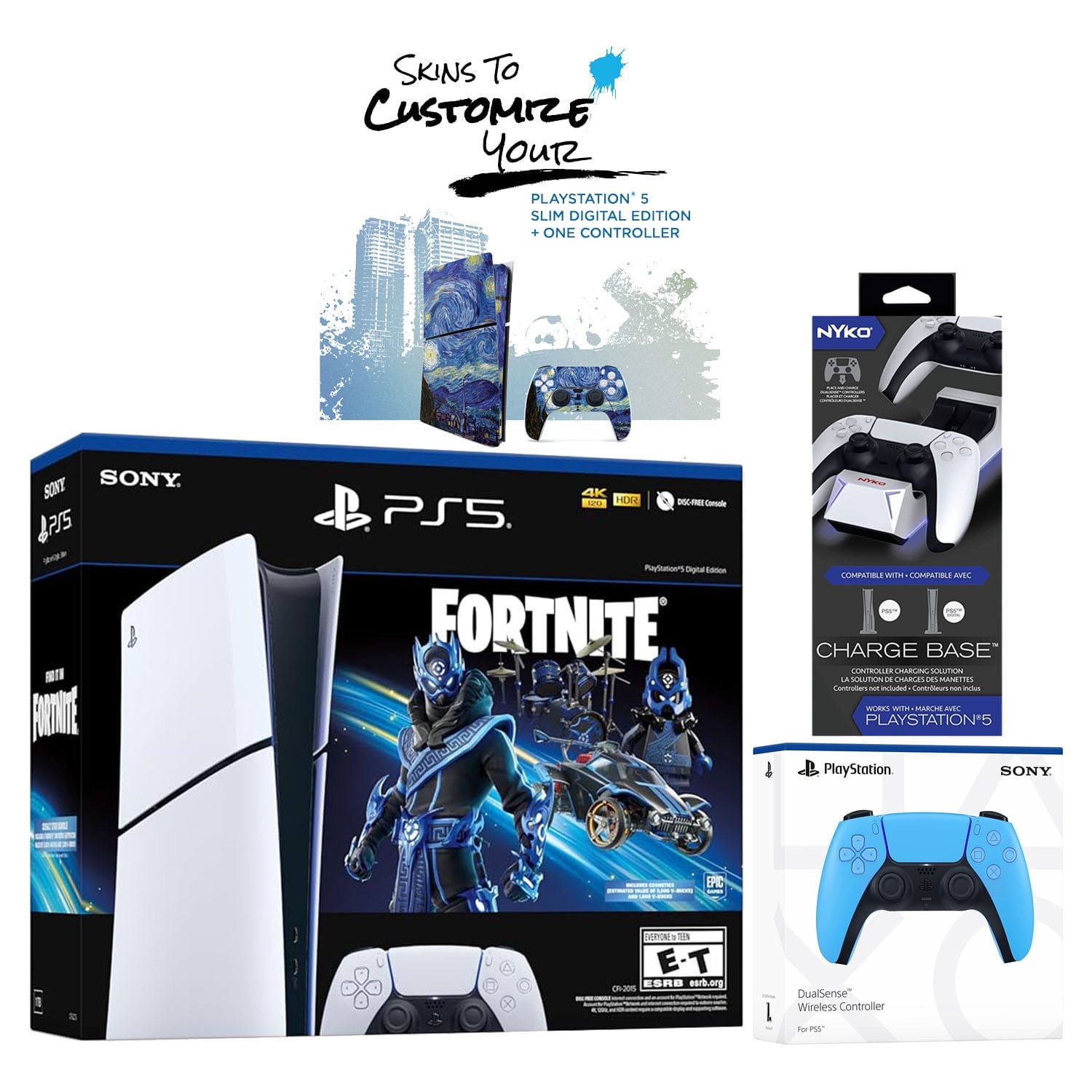 Sony PlayStation 5 Slim Digital PS5 Fortnite Cobalt Star with Extra ...