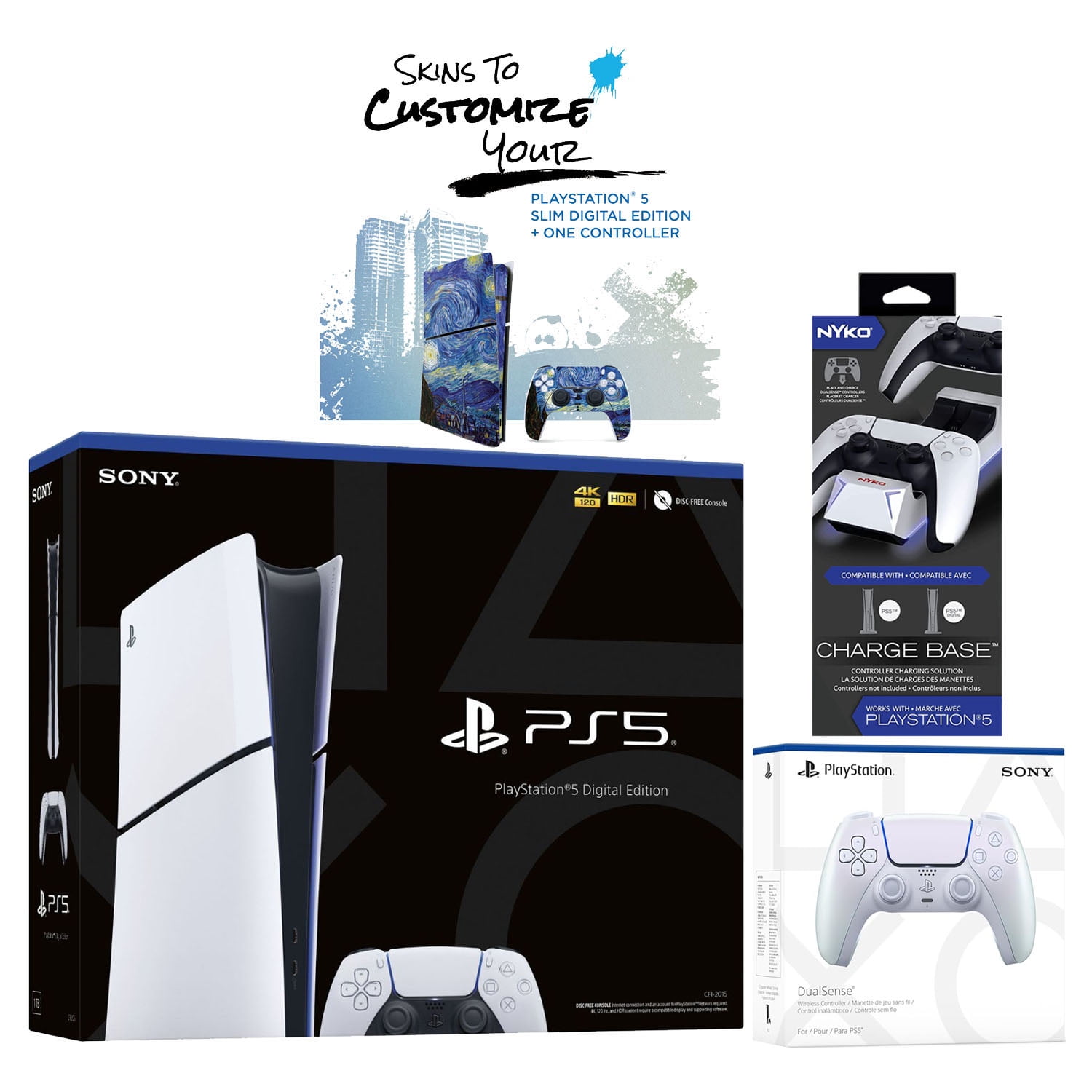 Sony PlayStation 5 Slim Digital PS5 with Extra Chroma Pearl Controller ...