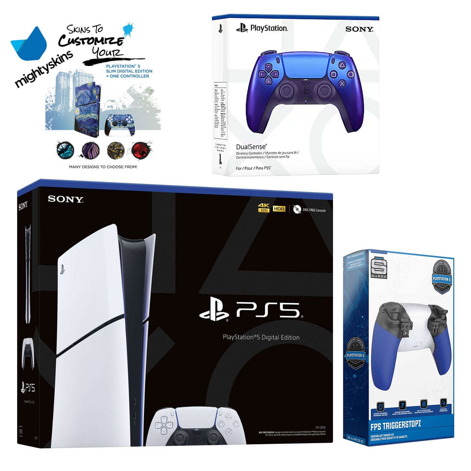 Sony PlayStation 5 Slim Digital with Extra Chroma Indigo Controller ...