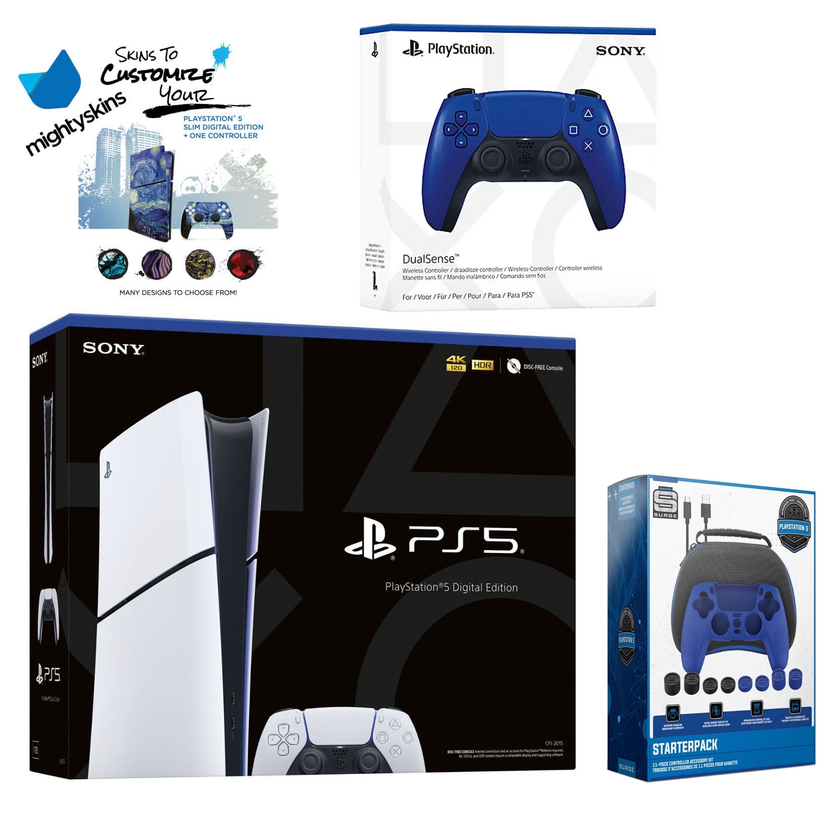 Sony PlayStation 5 Slim Digital with Extra Cobalt Blue Controller, Pro ...
