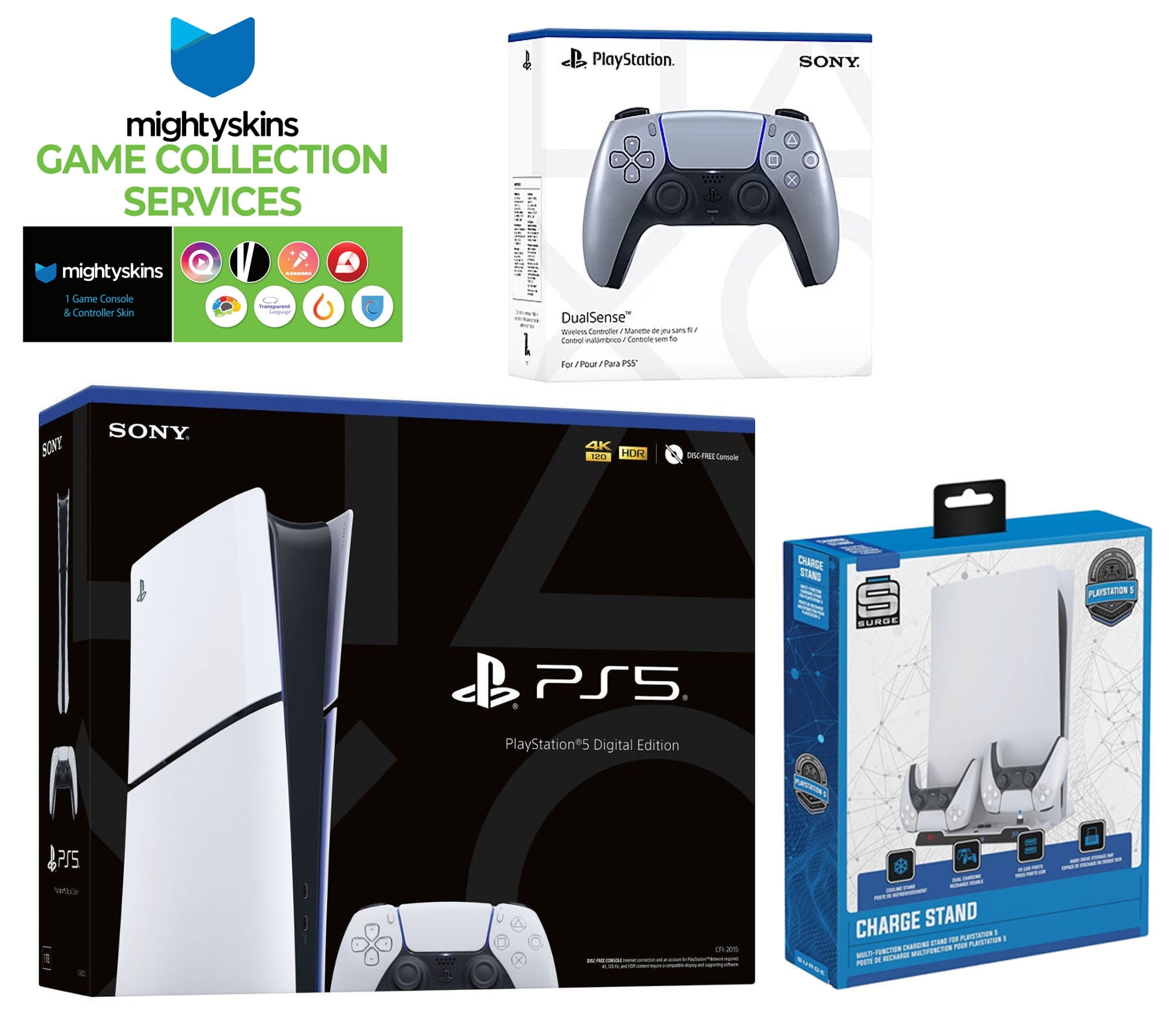 Sony PlayStation 5 Slim Digital with Extra Sterling Silver Controller ...