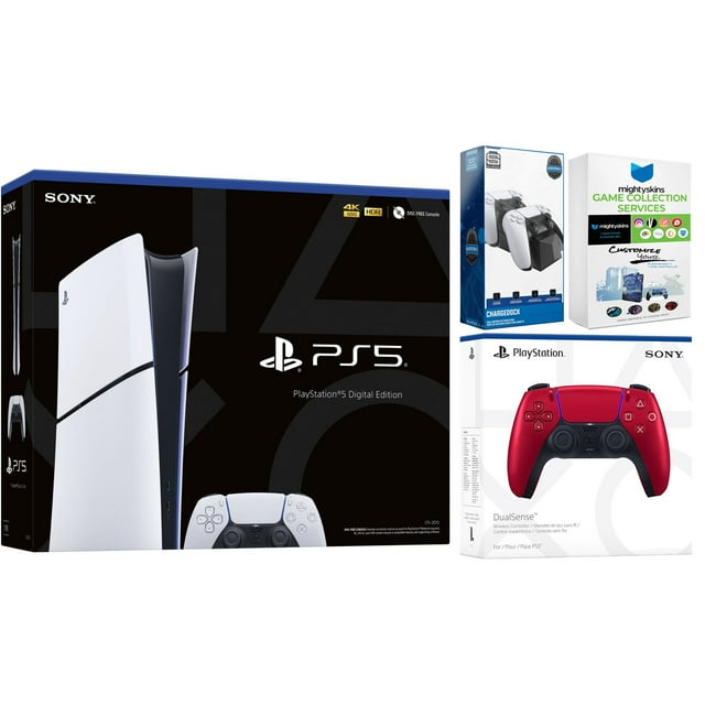 Sony PlayStation 5 Slim Digital with Extra Volcanic Red Controller ...