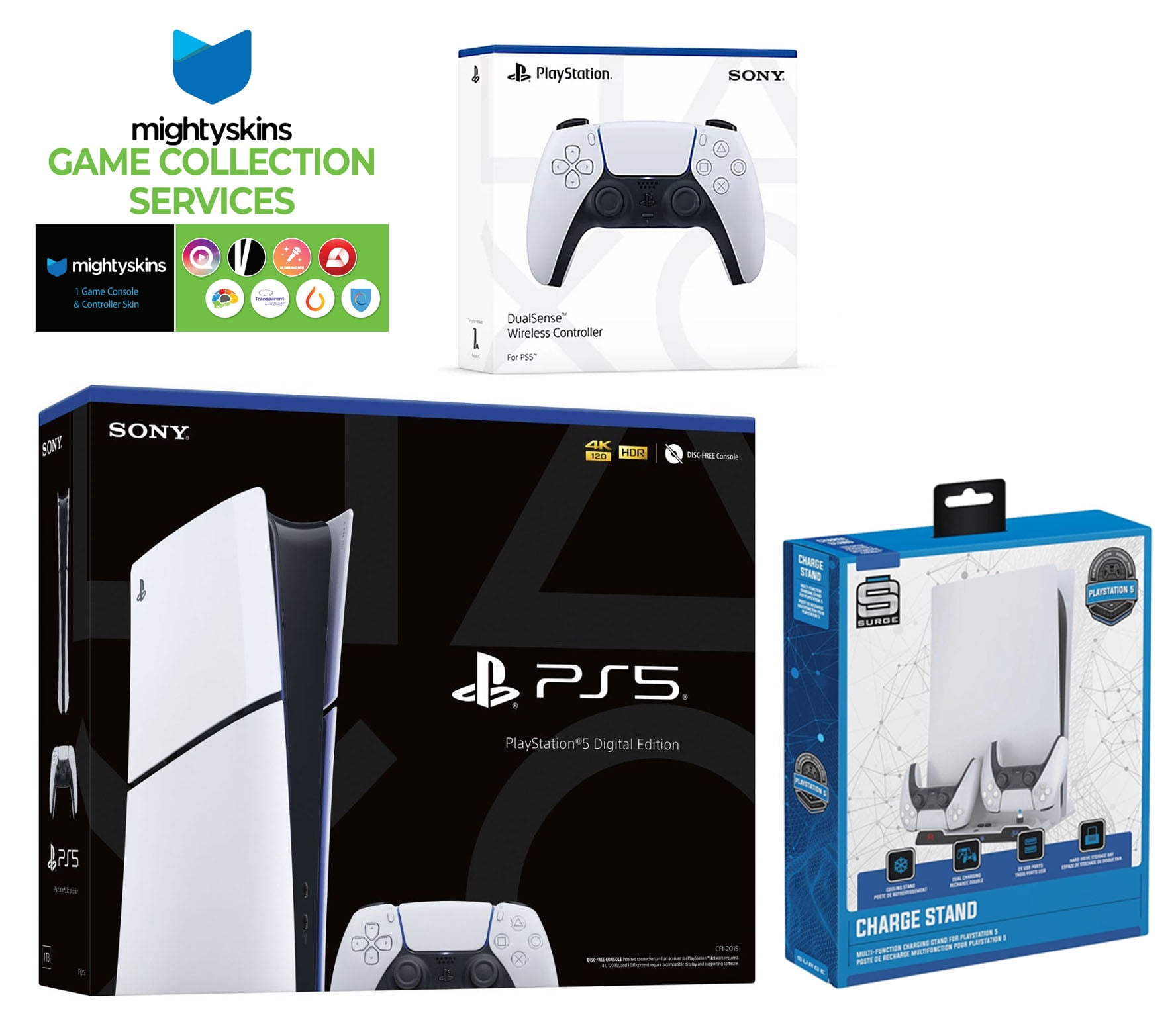 Sony PlayStation 5 Slim Digital with Extra White Controller, Charging ...
