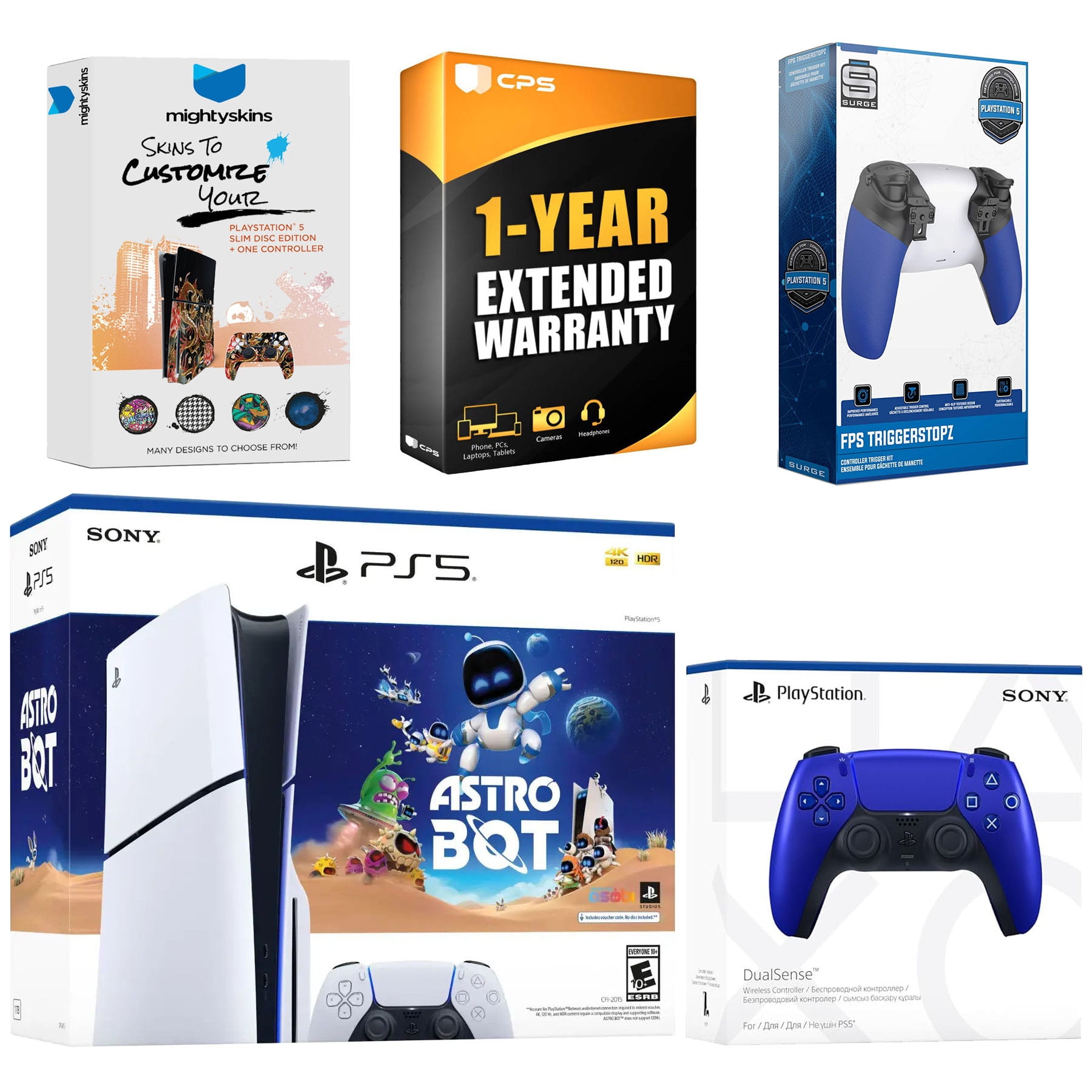 Sony PlayStation 5 Slim Disc Astro Bot Bundle with Extra Cobalt Blue ...