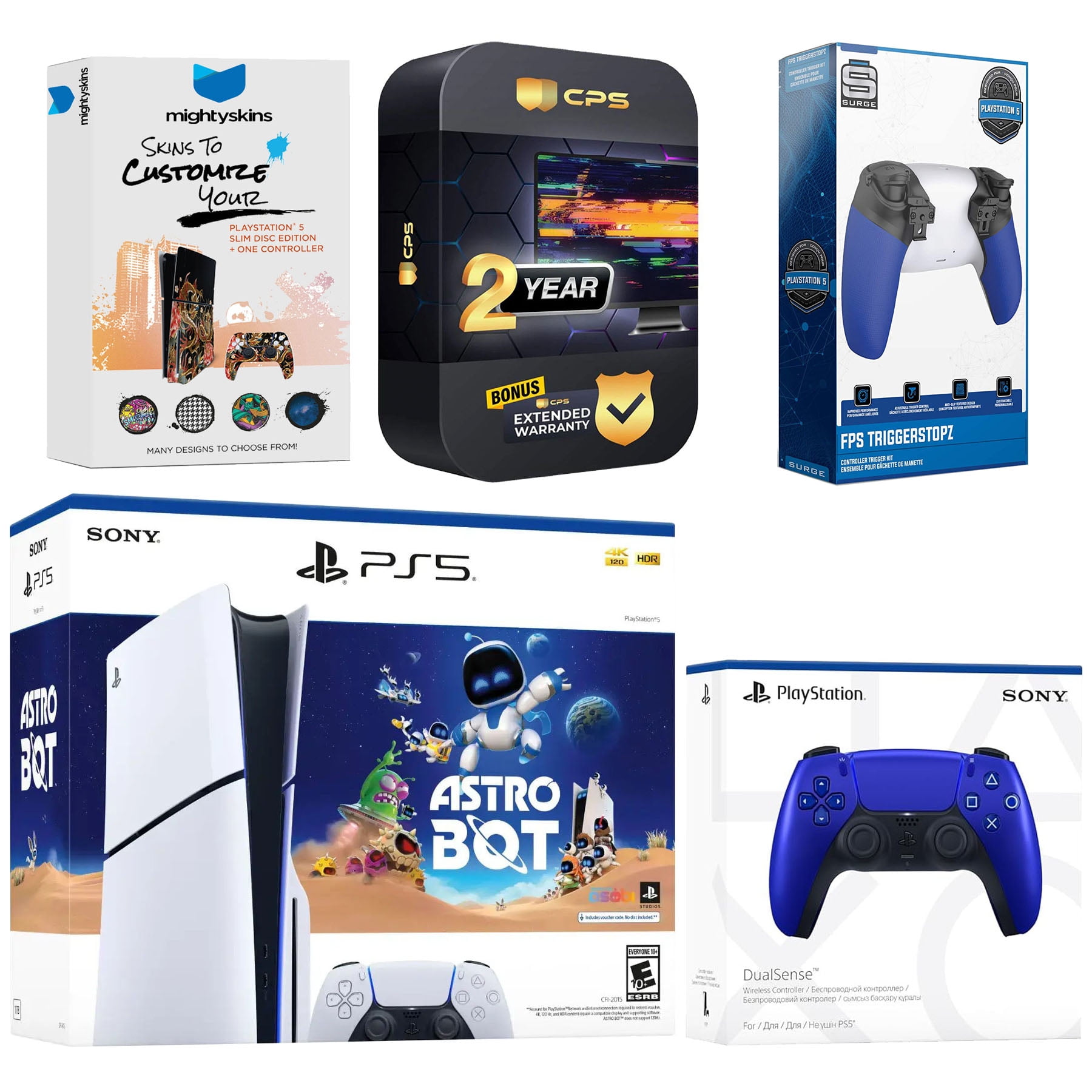 Sony PlayStation 5 Slim Disc Astro Bot Bundle with Extra Cobalt Blue ...