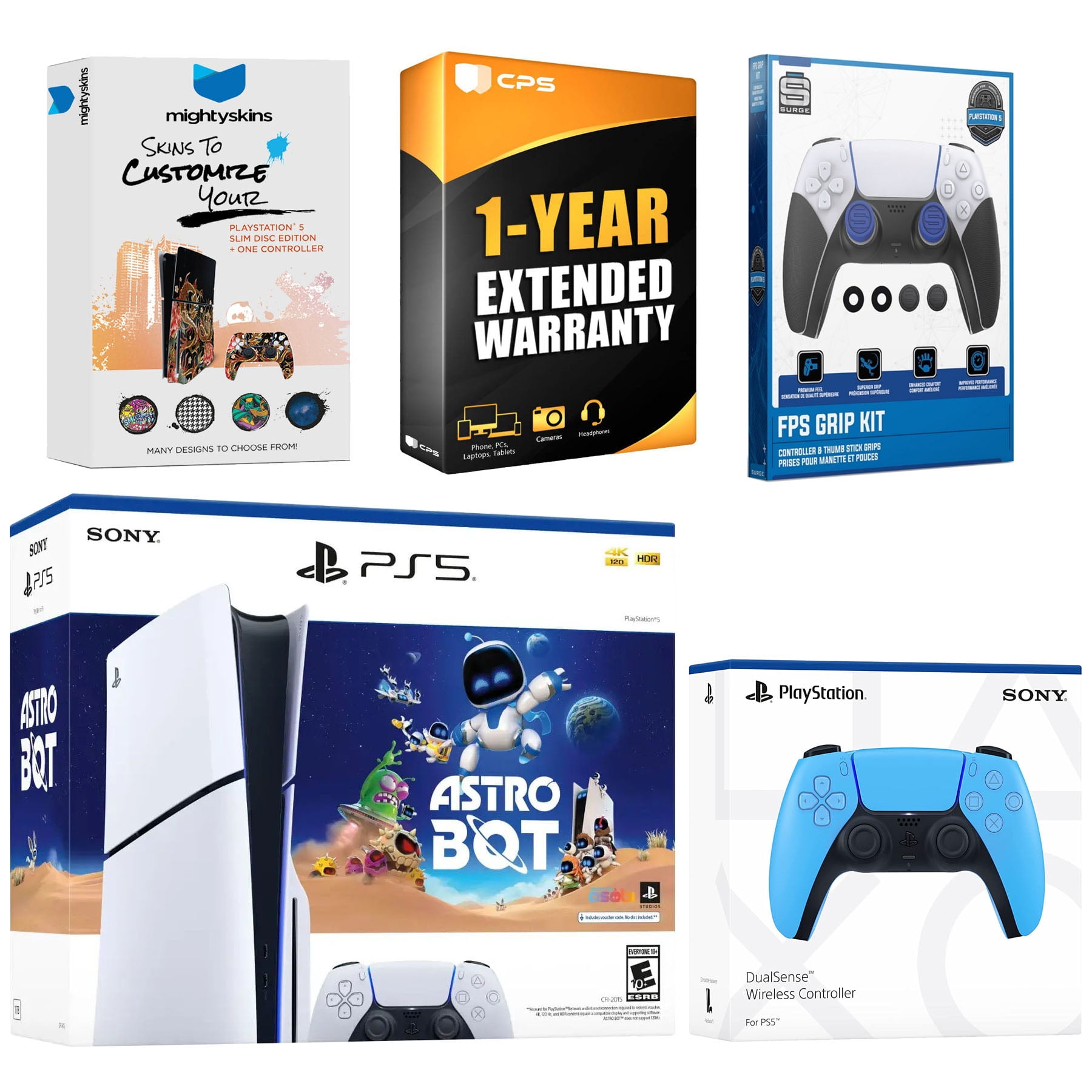 Sony PlayStation 5 Slim Disc Astro Bot Bundle with Extra Starlight Blue ...
