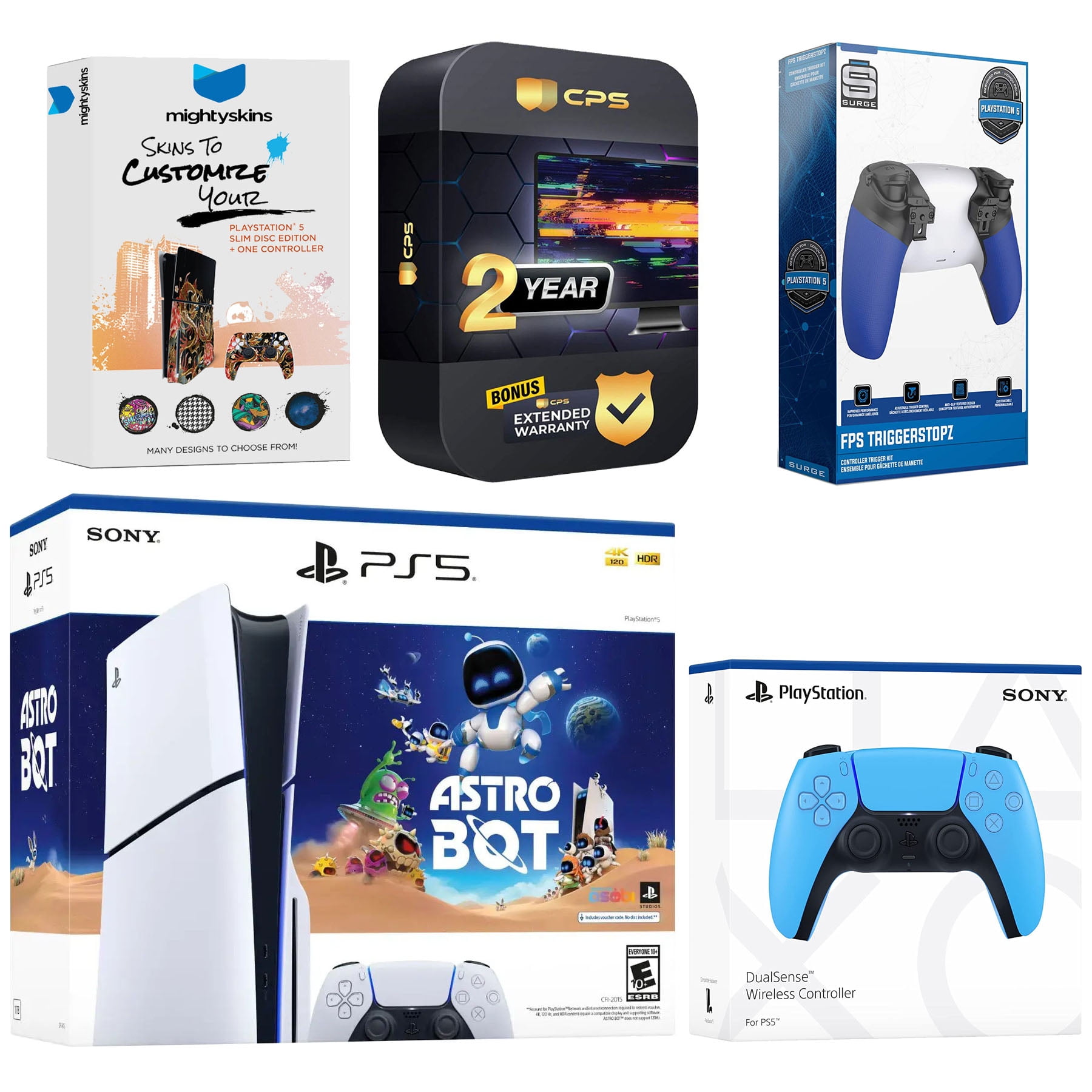Sony PlayStation 5 Slim Disc Astro Bot Bundle with Extra Starlight Blue ...