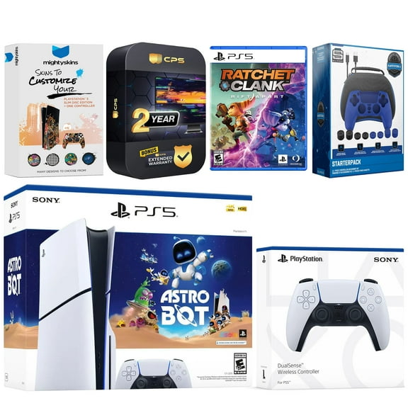 PlayStation 5 Slim Disc 2TB SSD Edition with Two DualSense Controllers ...
