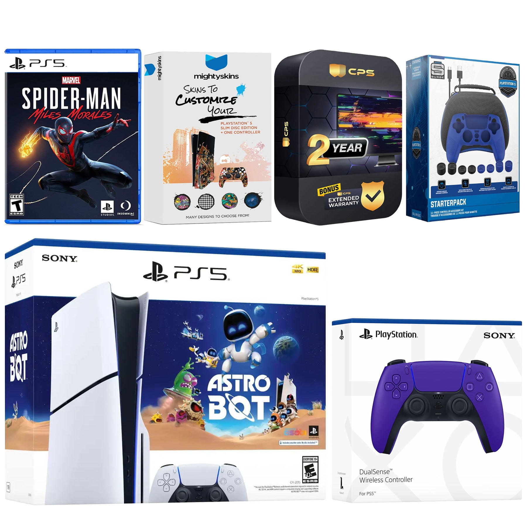Sony PlayStation 5 Slim Disc Astro Bot, Spider-Man Miles Morales Bundle ...
